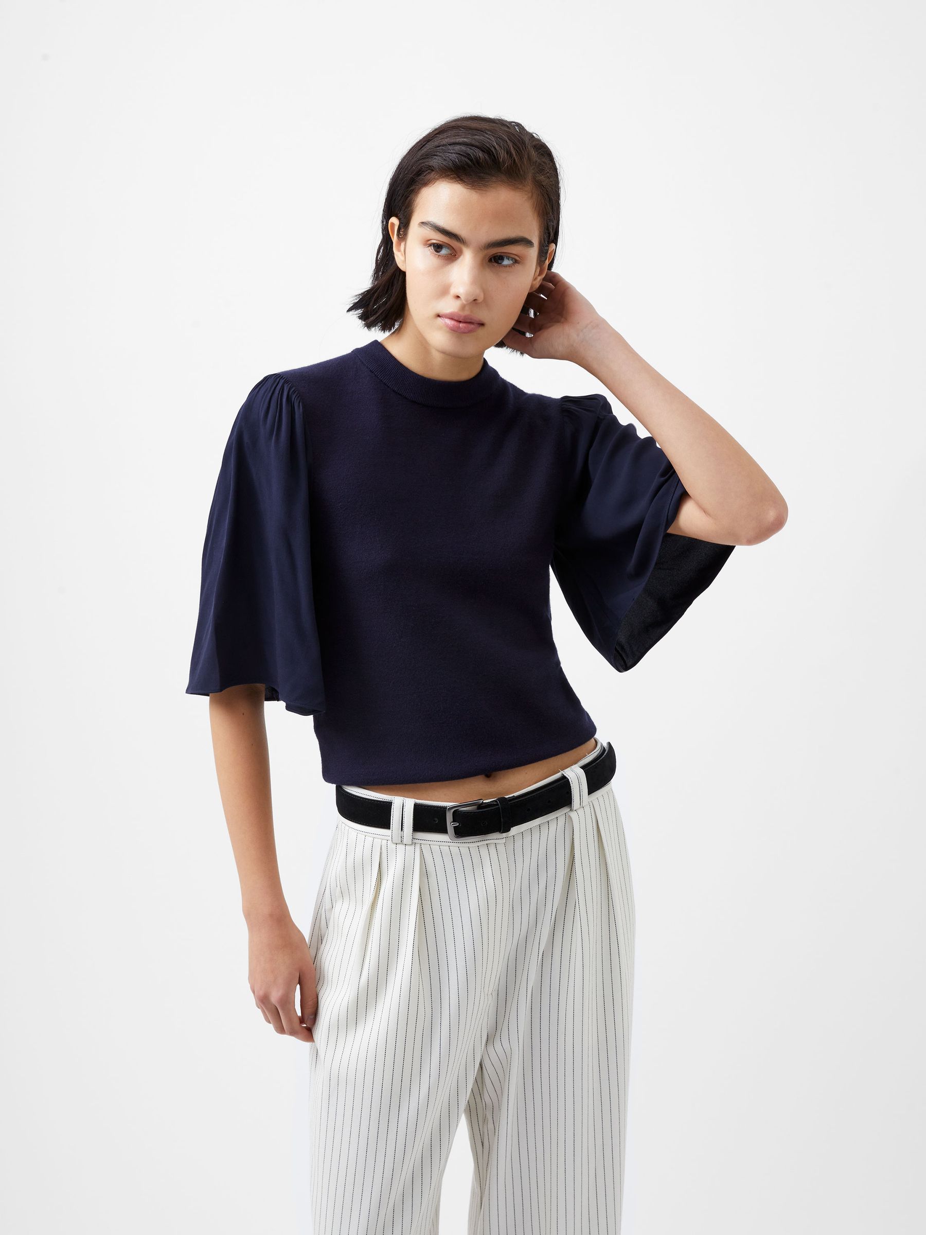 Buy French Connection Blue Krista Knits Flared Sleeve Jumper from the ...