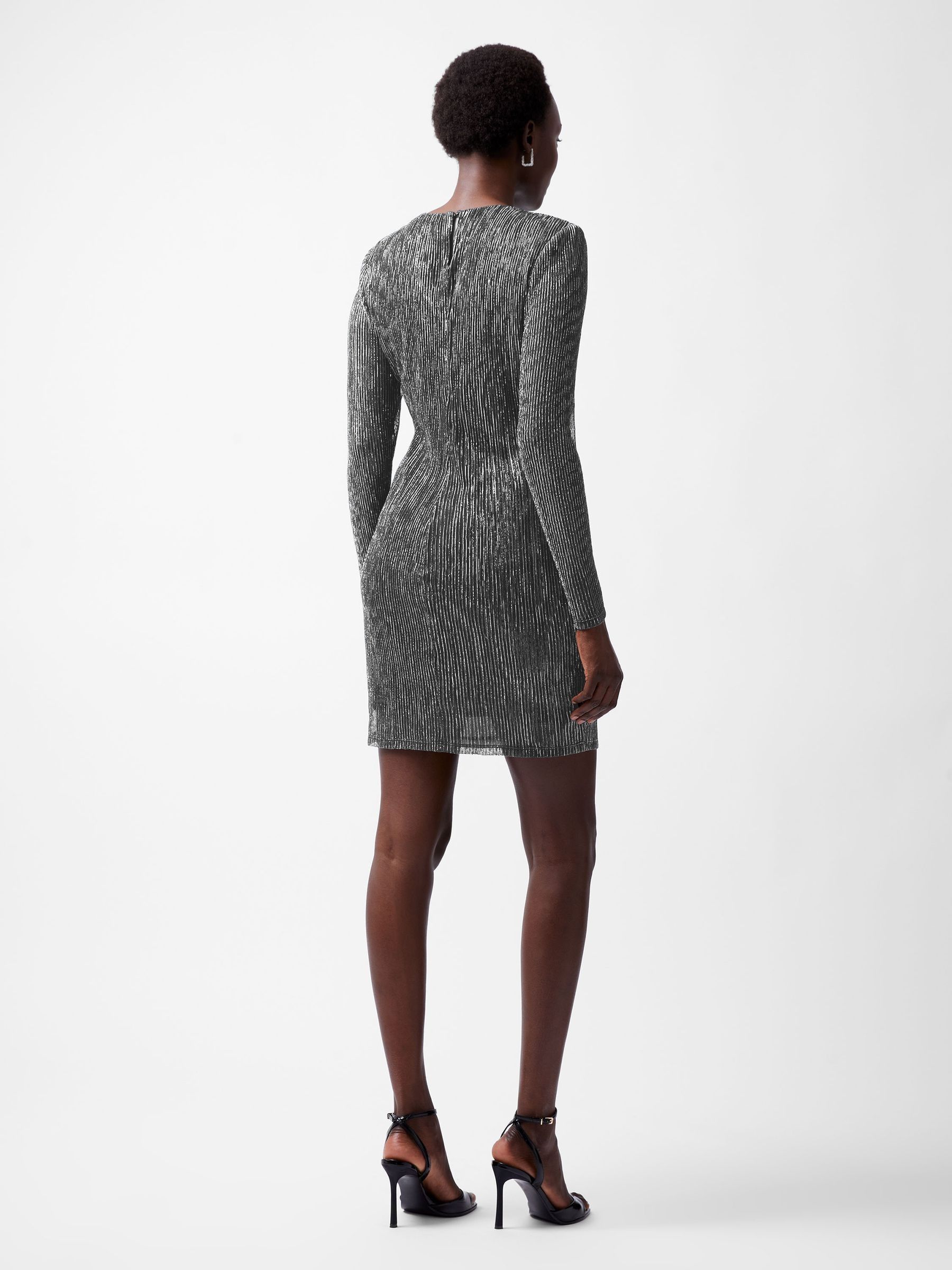 Buy French Connection Silver Tamy Metallic Fitted Mini Dress from the ...
