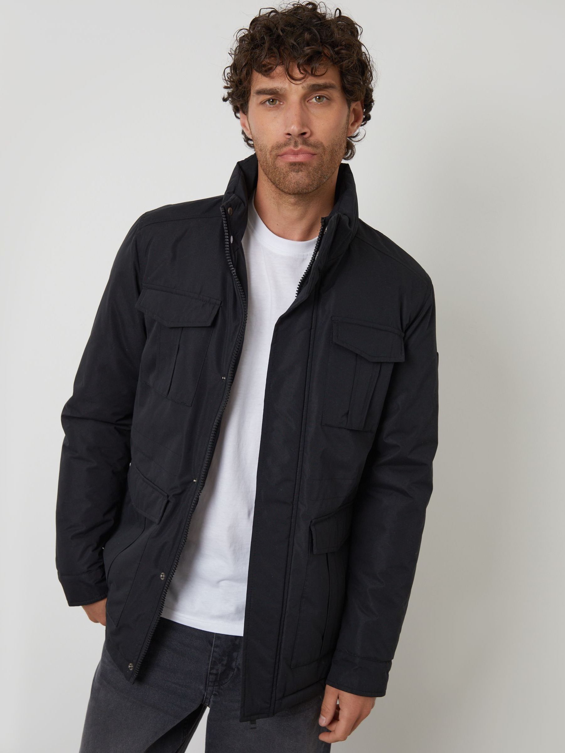 Buy Threadbare Black Funnel Neck Utility Coat from the Next UK online shop