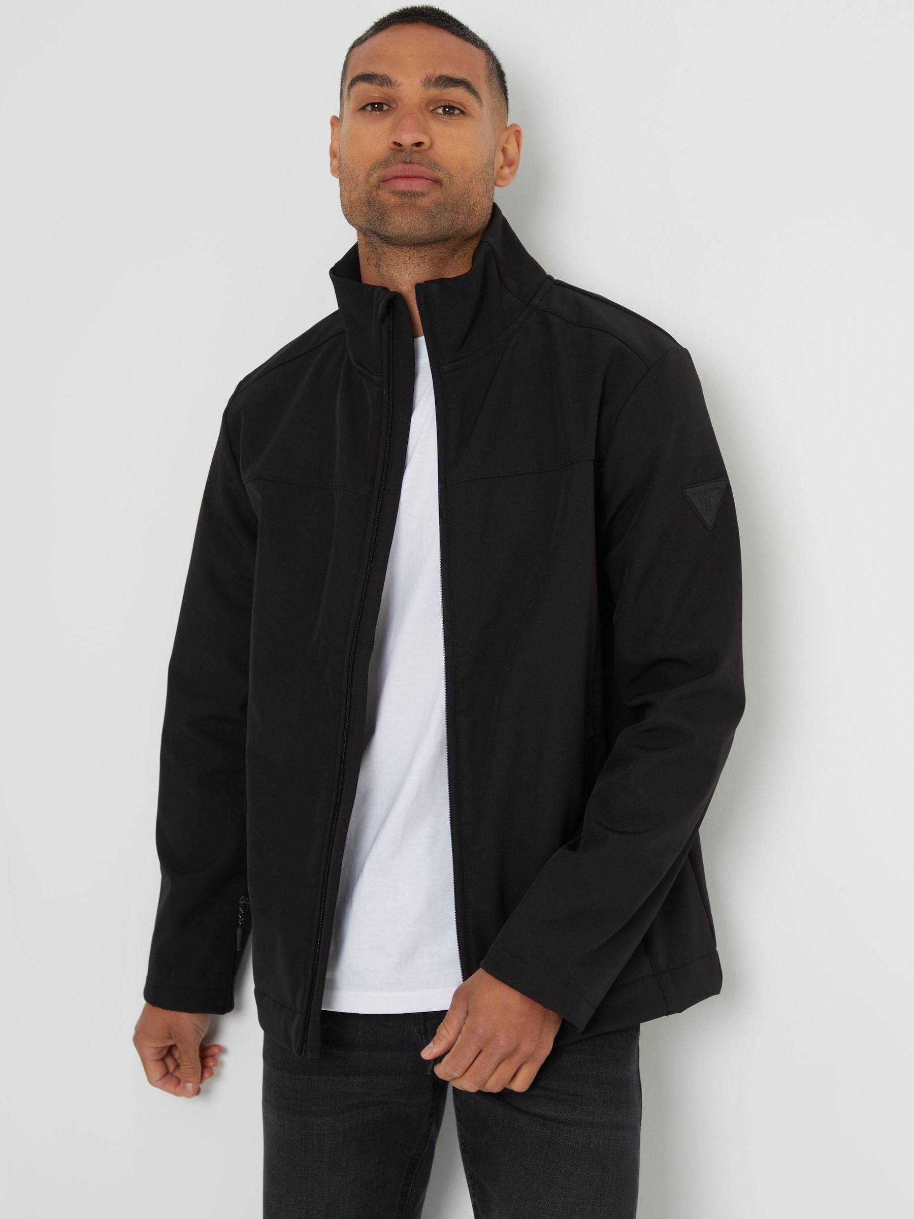 Buy Threadbare Black Funnel Neck Lightweight Jacket With Stretch from ...