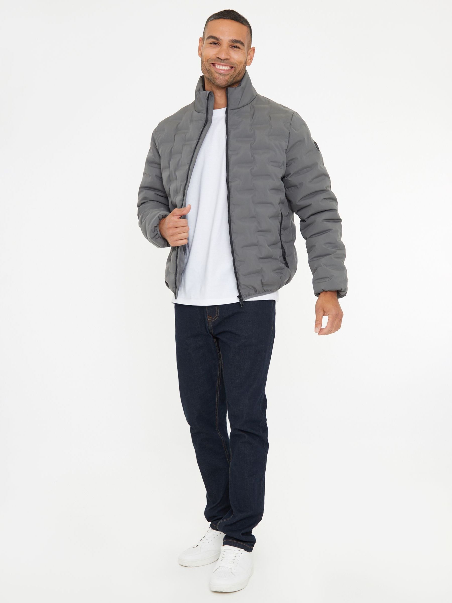 Buy Threadbare Grey Quilted Funnel Neck Padded Jacket from the Next UK ...