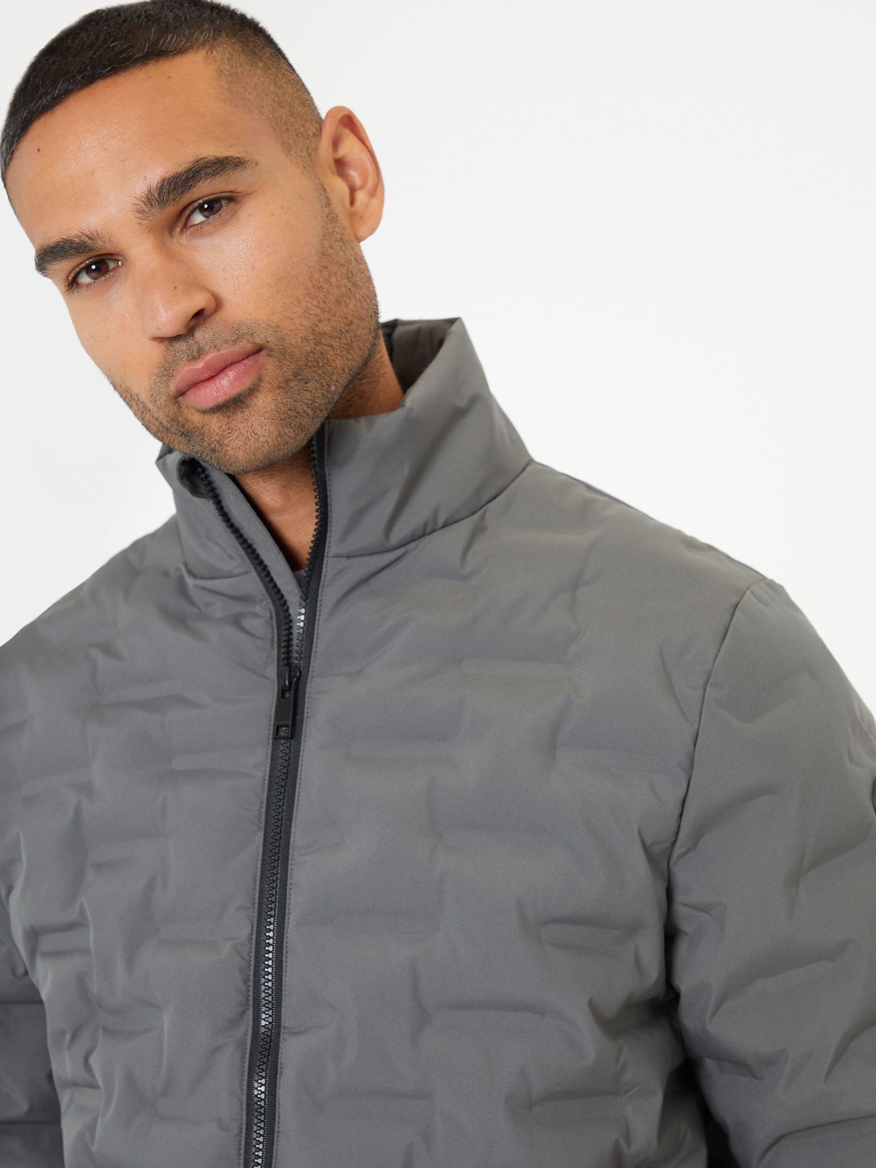Buy Threadbare Grey Quilted Funnel Neck Padded Jacket from the Next UK ...