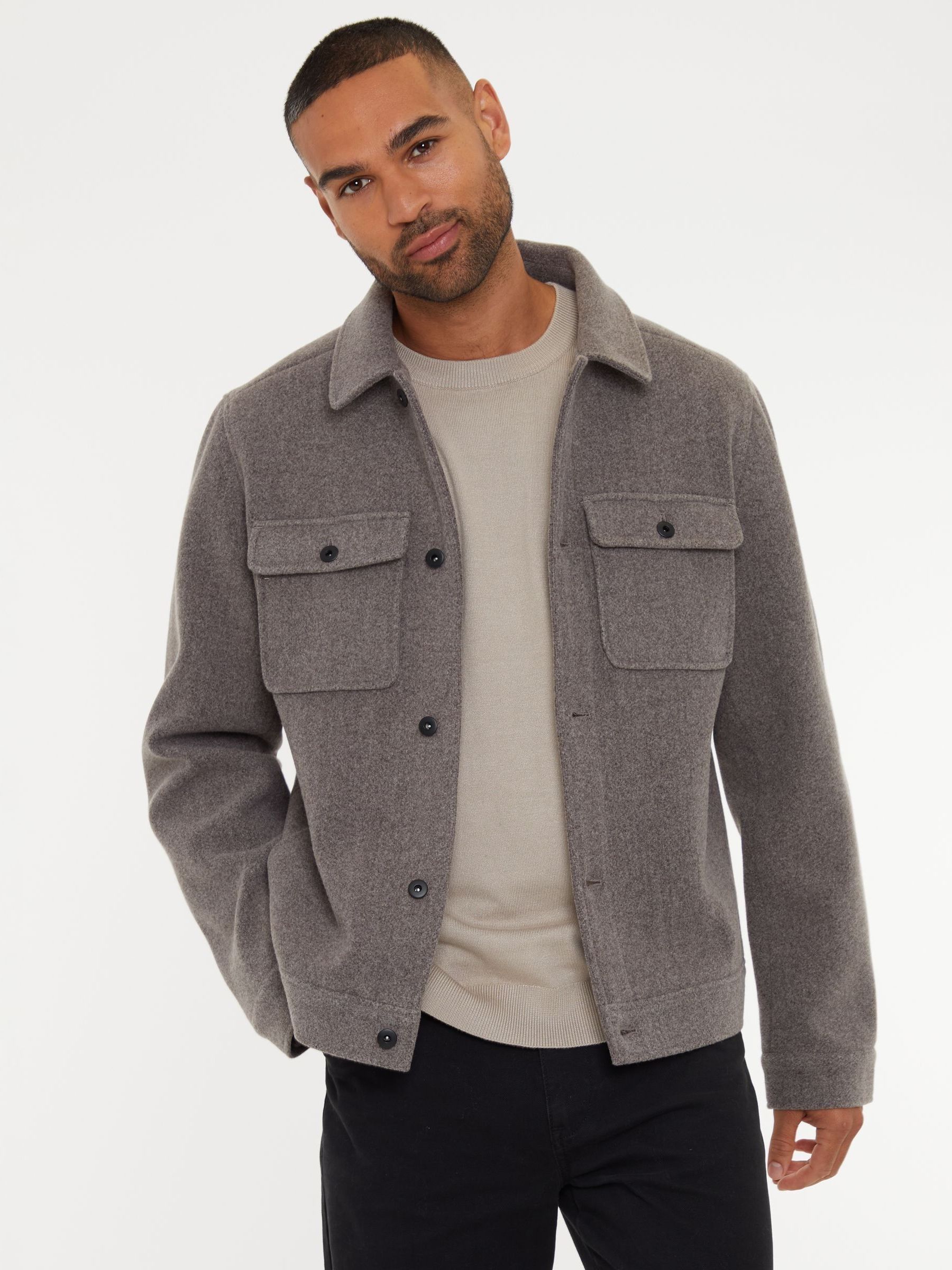 Buy Threadbare Neutral Brushed Button Up Shacket from the Next UK ...