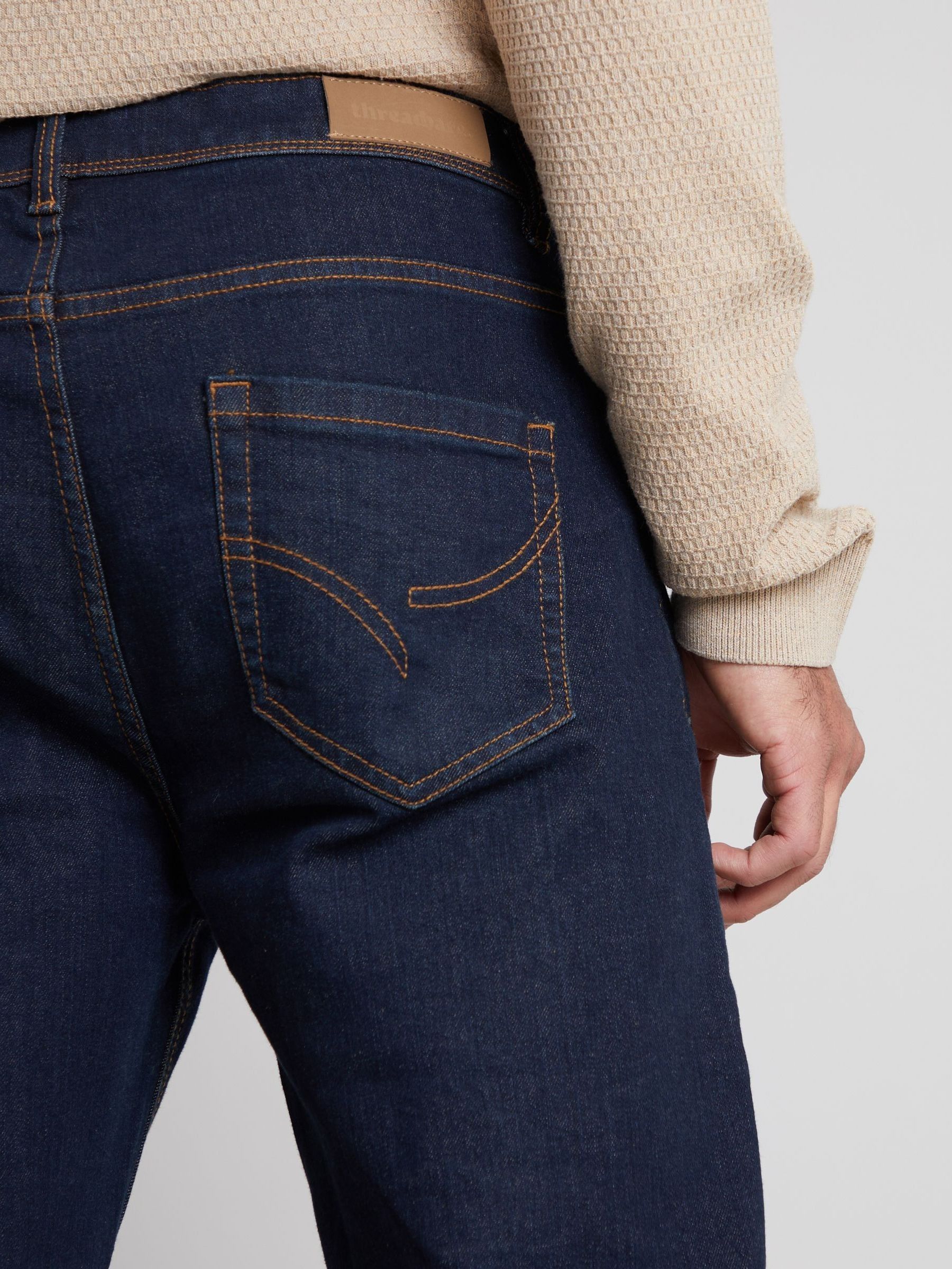 Buy Threadbare Navy Blue Straight Fit Jeans With Stretch from the Next ...
