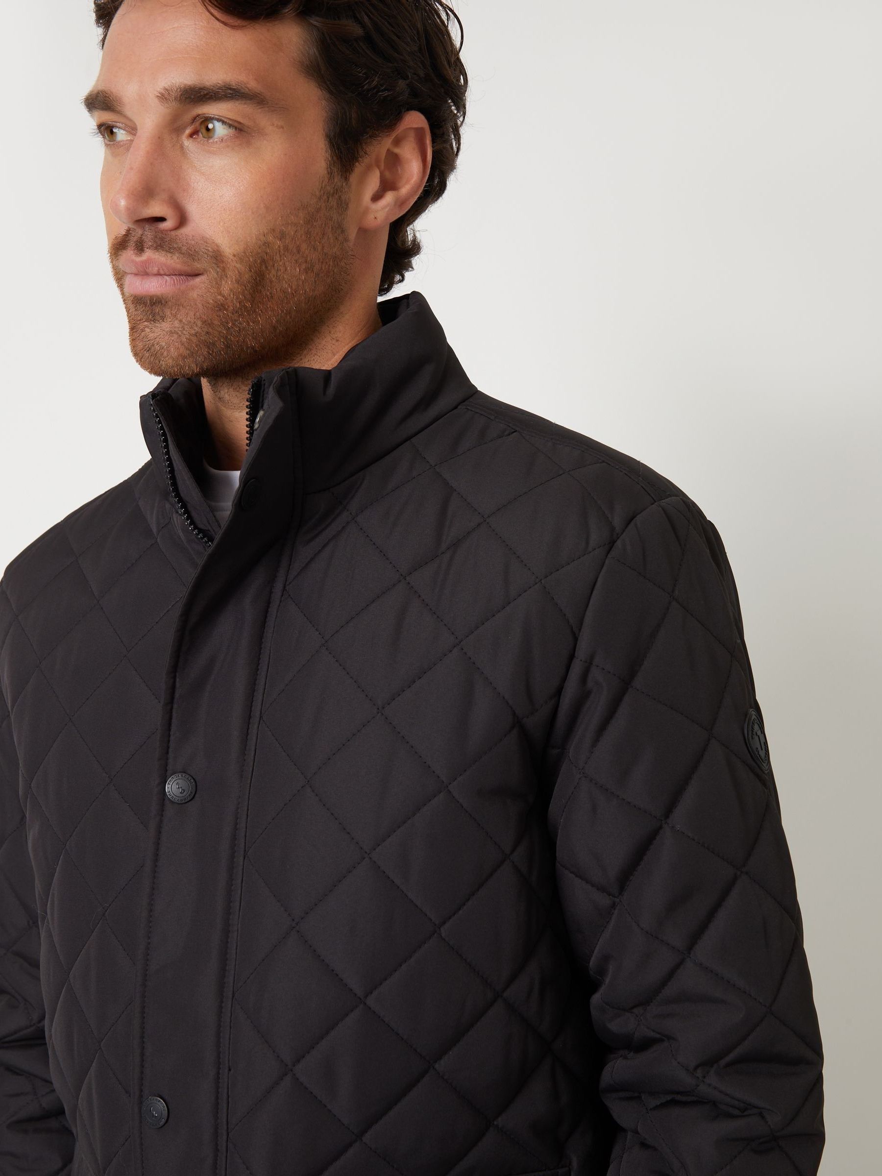 Buy Threadbare Black Funnel Neck Diamond Quilted Jacket from the Next ...