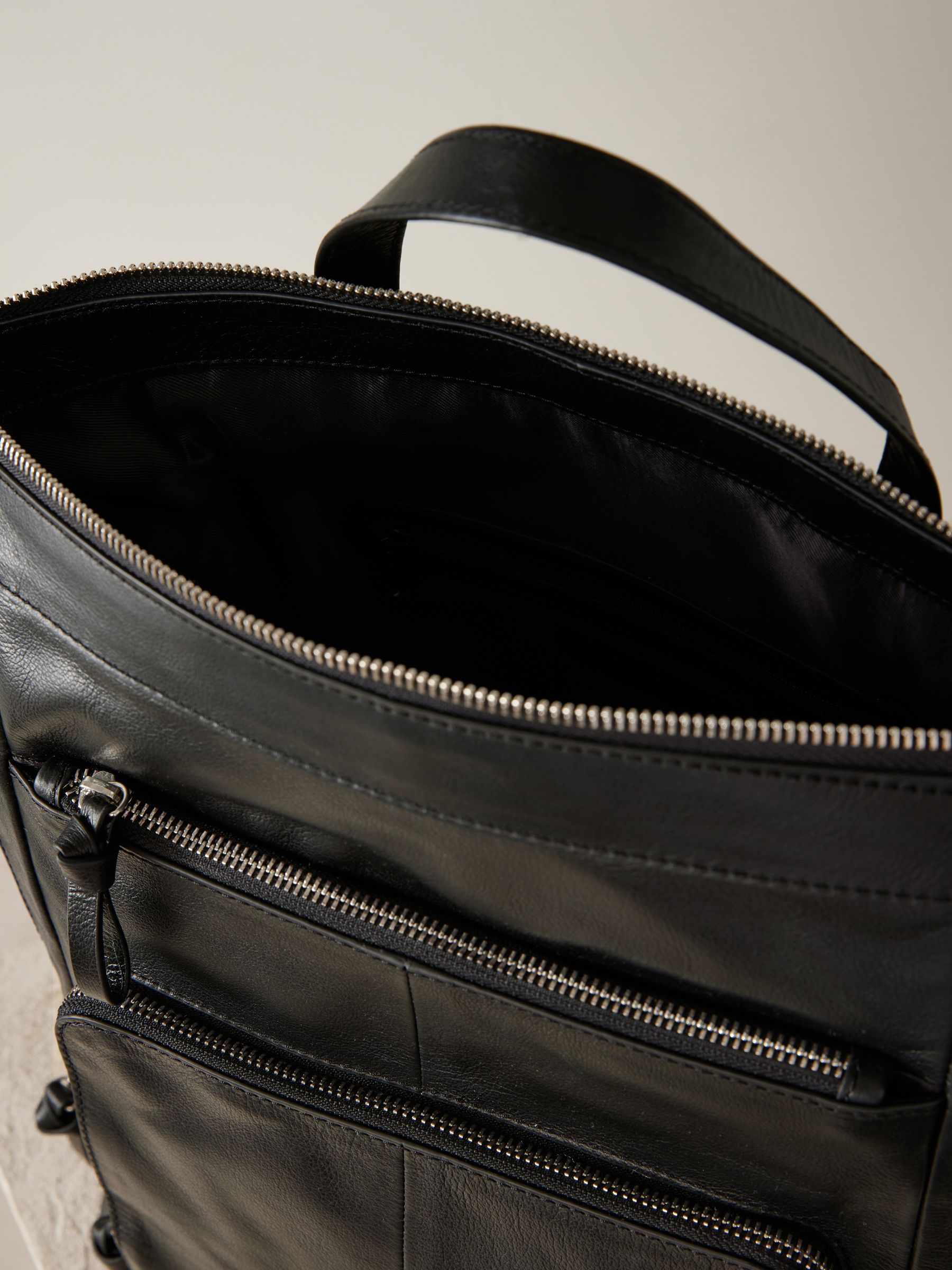 Buy Black Leather Zip Rucksack Bag from the Next UK online shop
