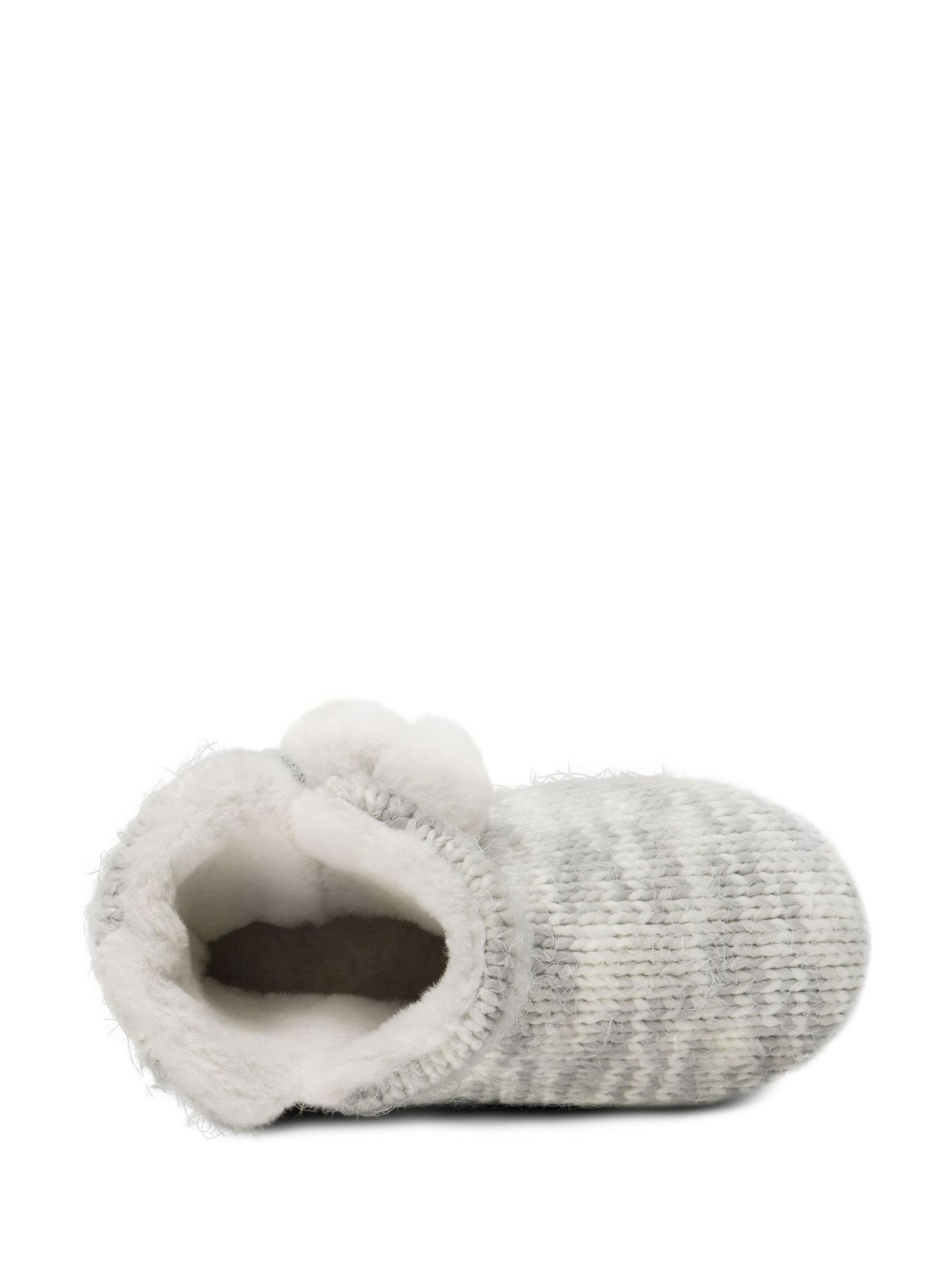 Buy Totes Grey Ladies Knitted Boot Slippers with Pom Pom from the Next ...