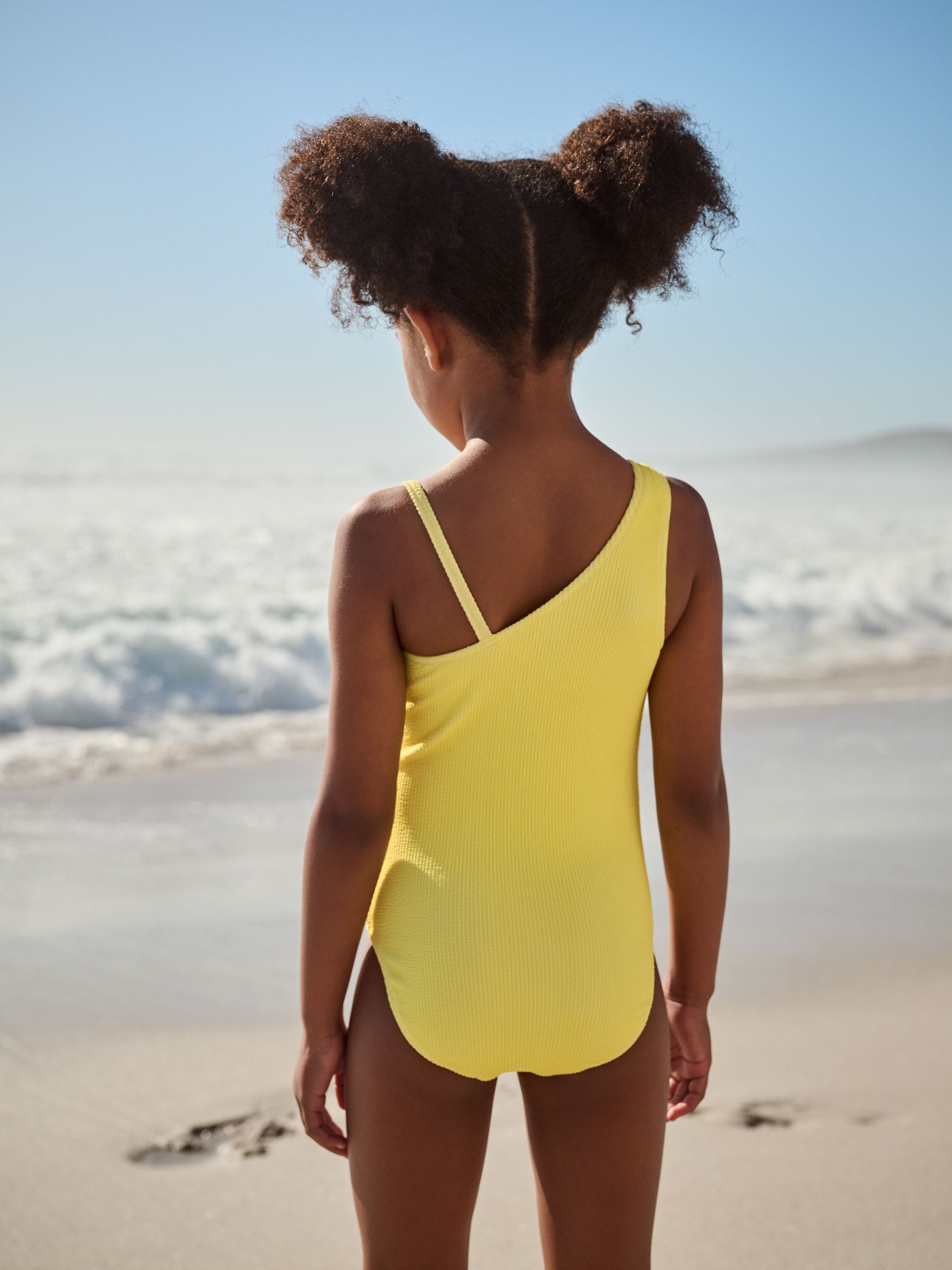 Buy Yellow One Shoulder Textured Swimsuit (3-16yrs) from the Next UK ...