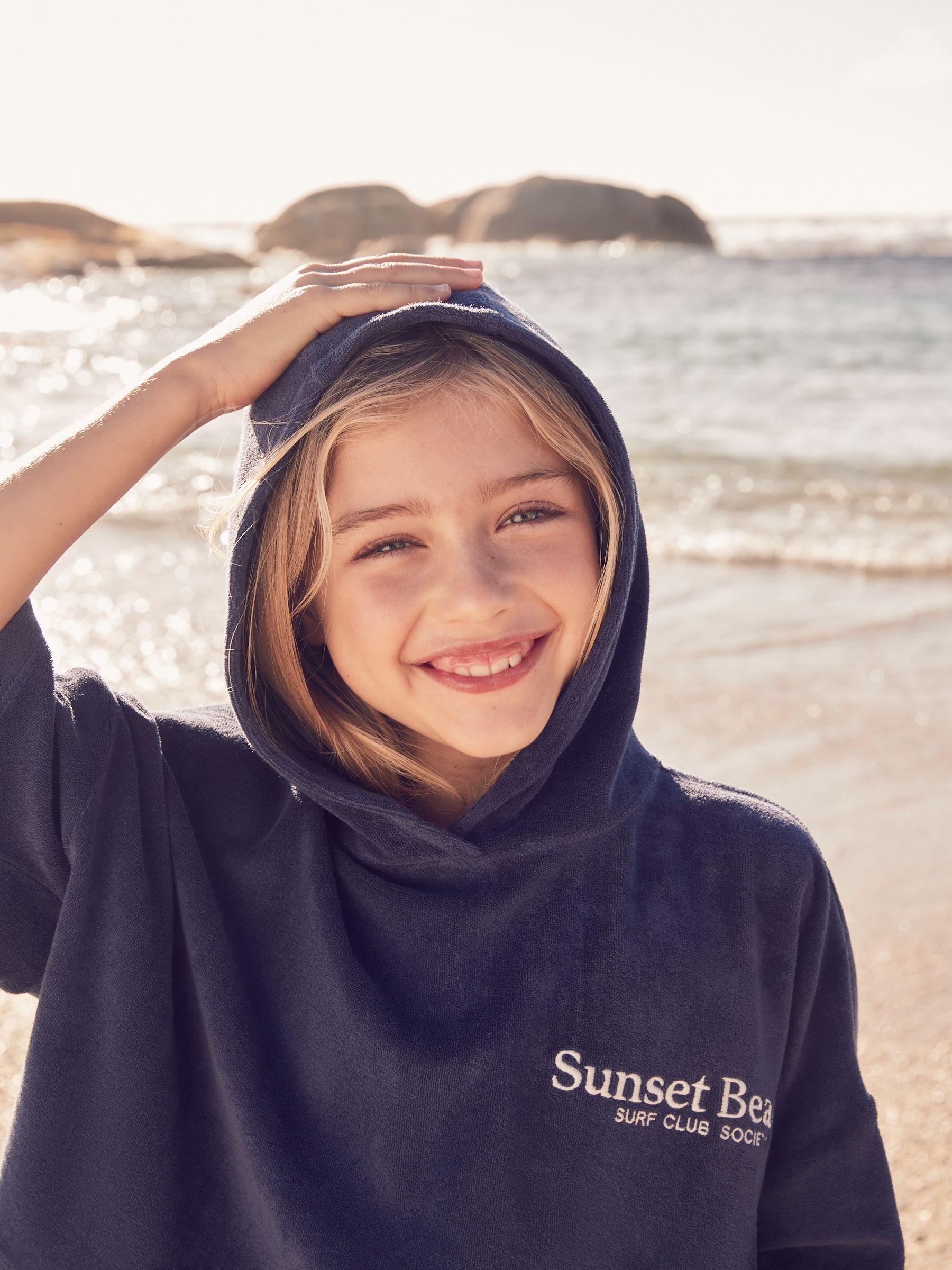 Buy Navy Blue Slogan Towelling Beach Co-Ord Hoodie And Shorts Set (3 ...