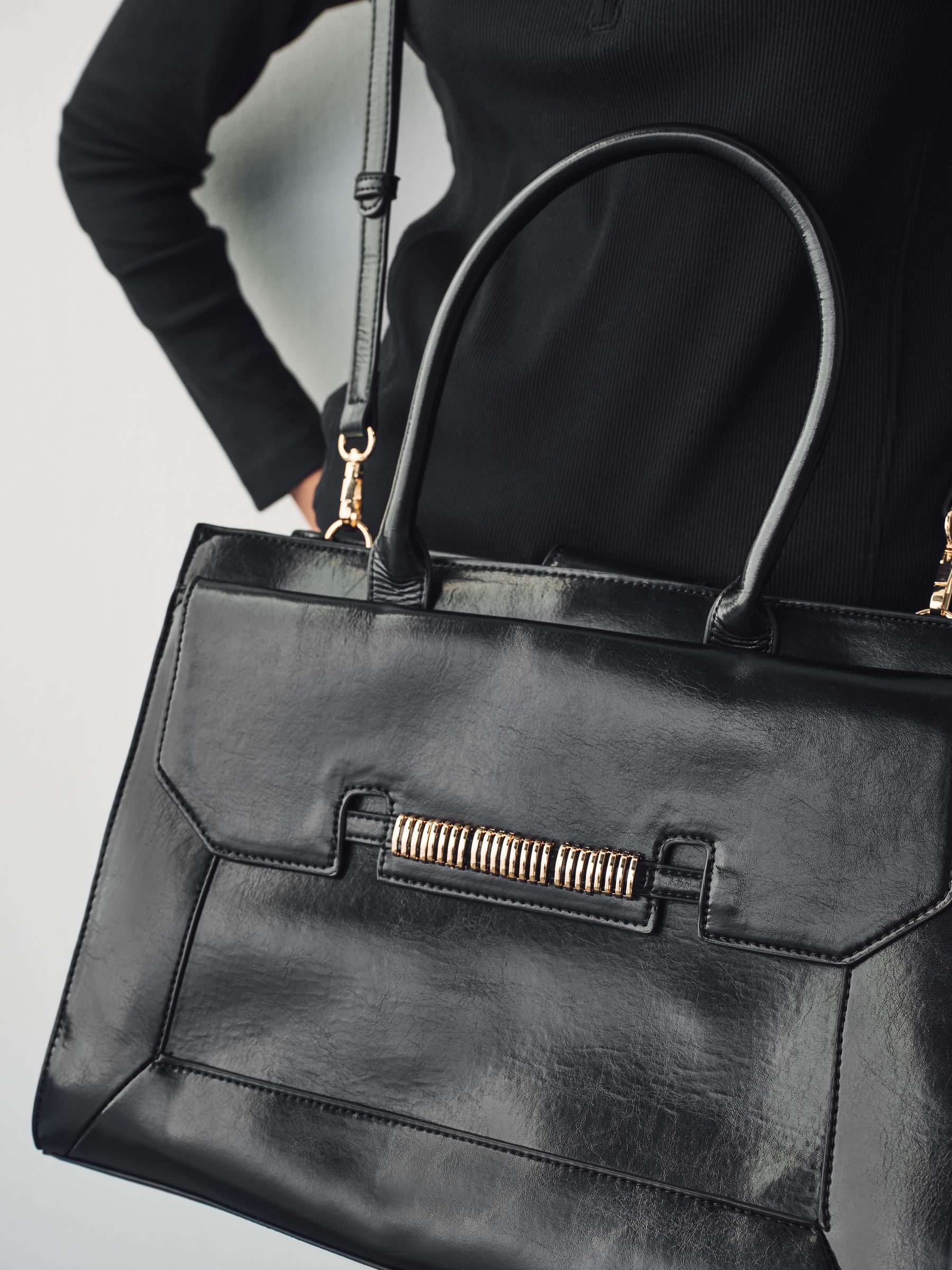 Buy Black Structured Tote Bag from the Next UK online shop
