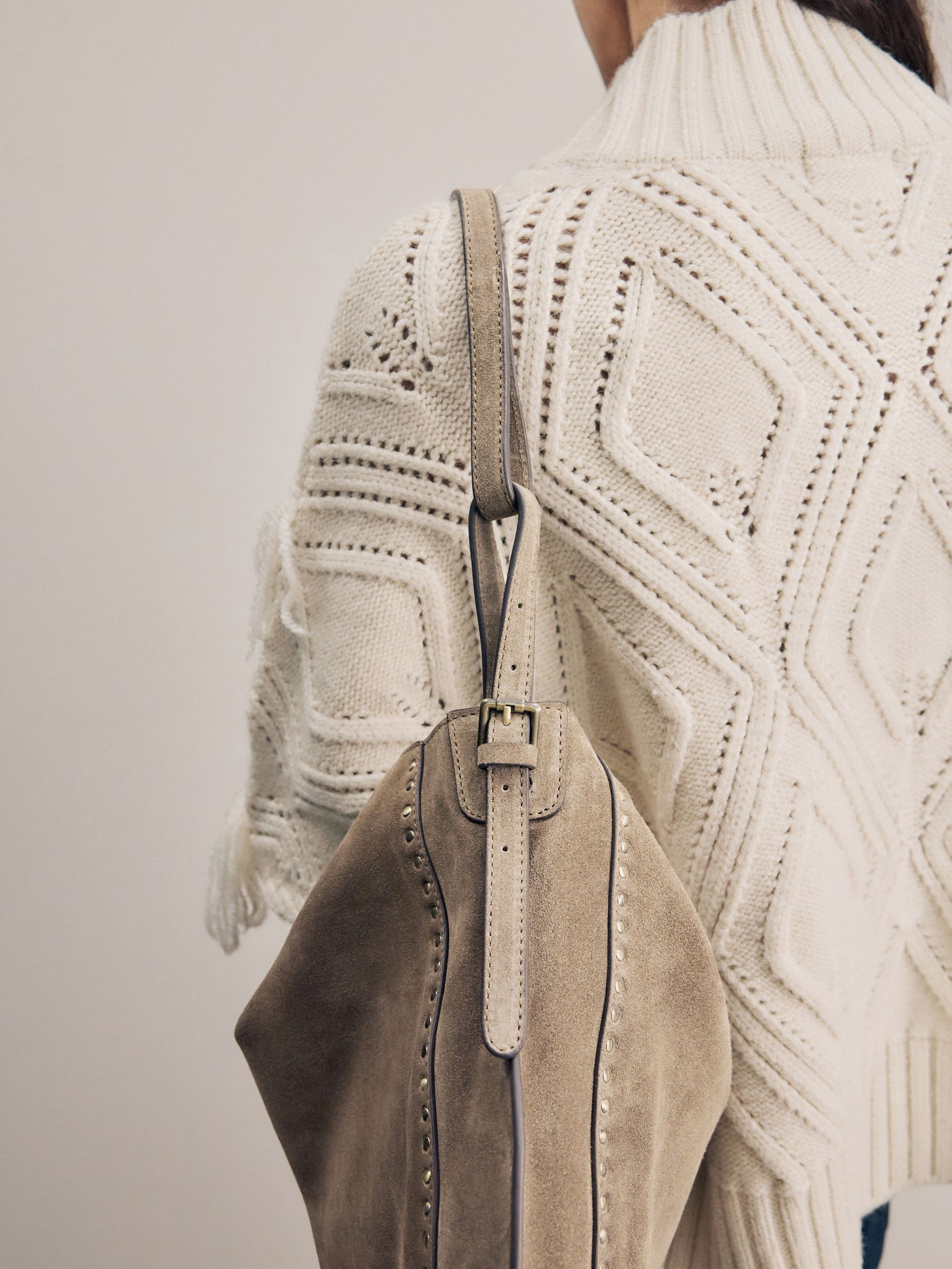 Buy Sand Leather Stud Shoulder Boho Bag from the Next UK online shop
