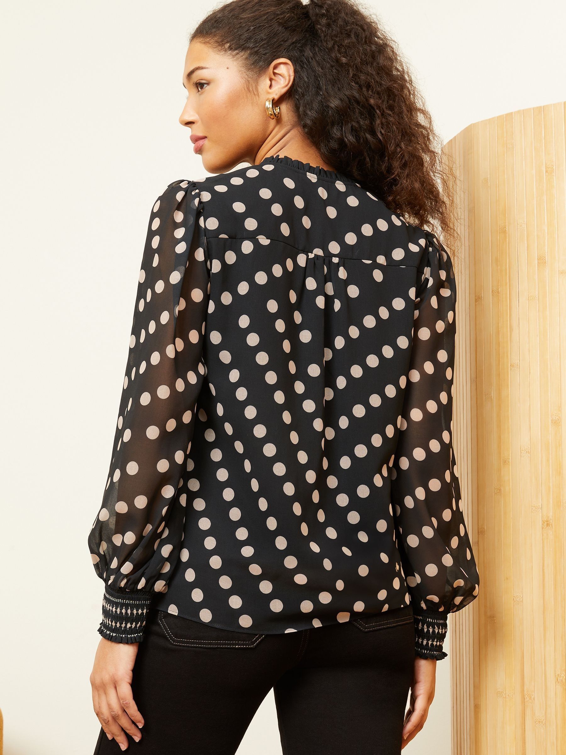 Buy Love & Roses Black Polka Dot V Neck Printed Blouse from the Next UK ...