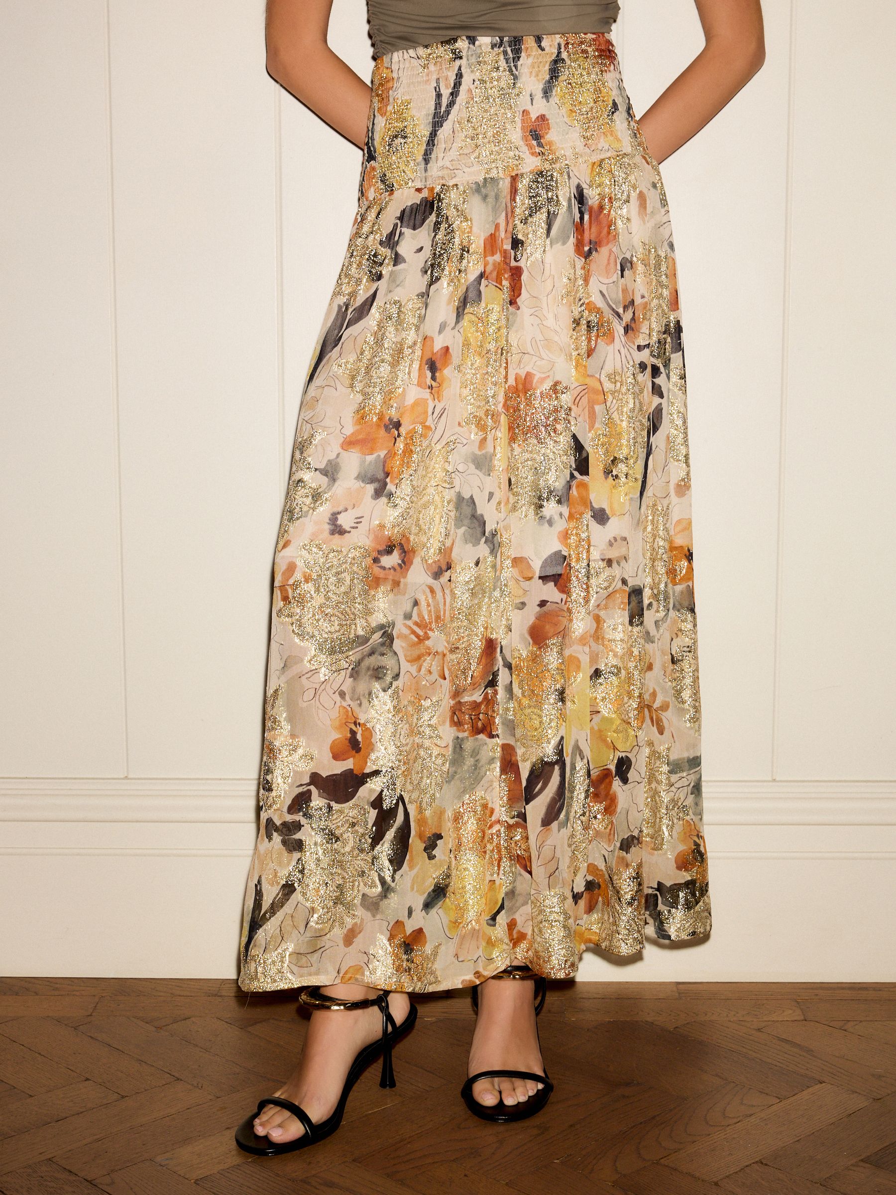 Buy Cream Sparkle Drop Waist Maxi Skirt from the Next UK online shop