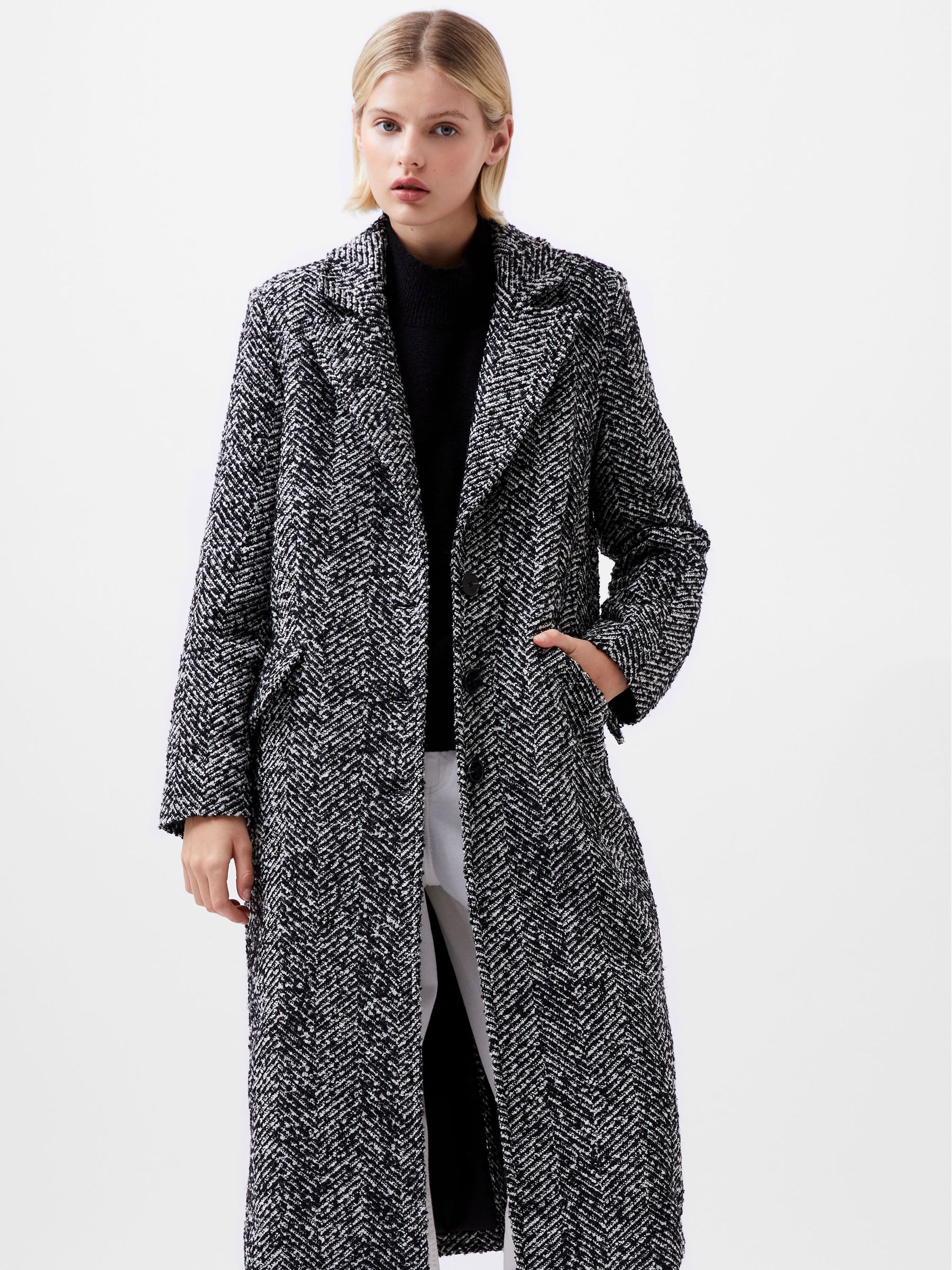 Buy French Connection Chantelle Herringbone Black Coat from the Next UK ...