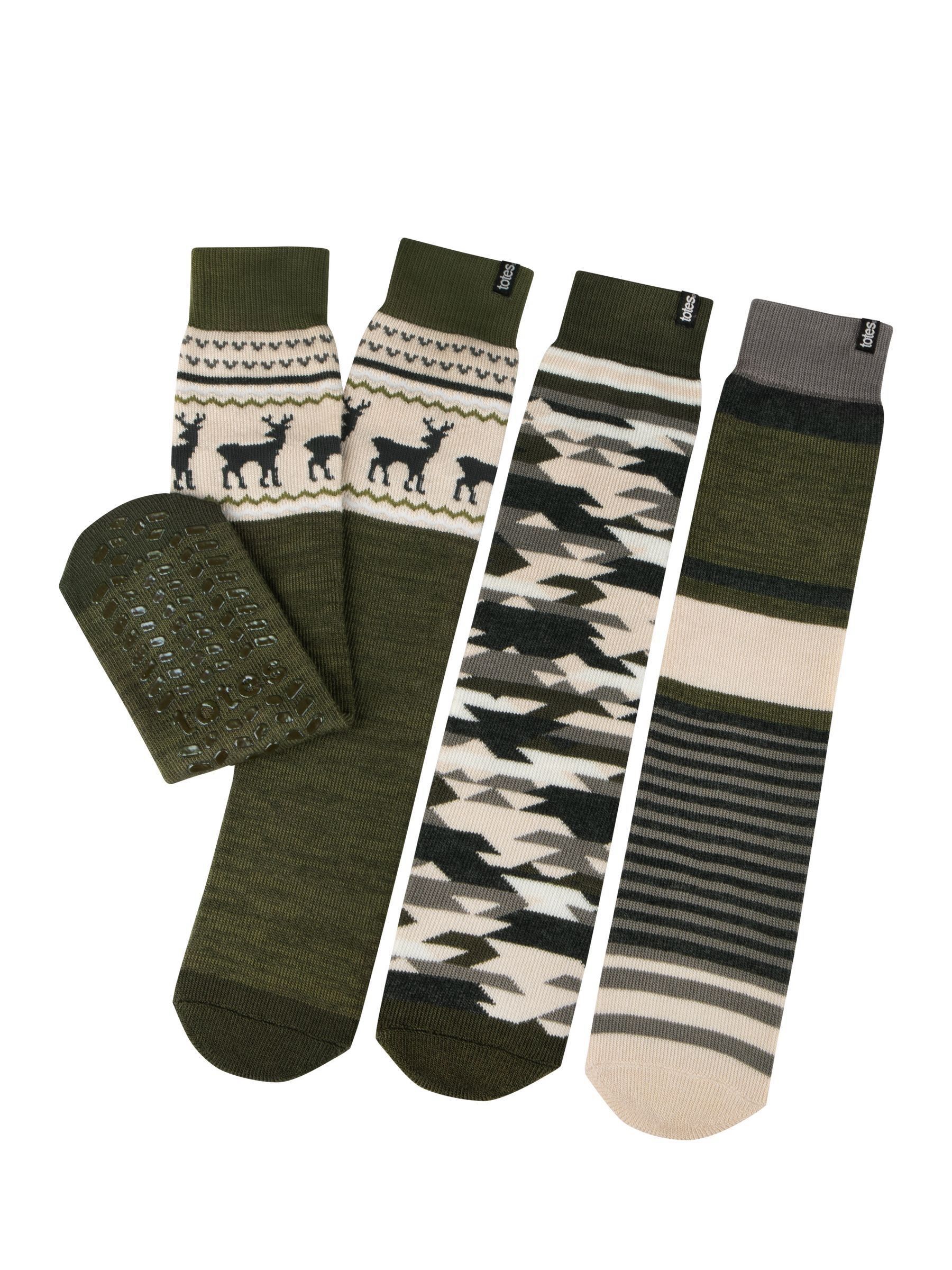 Buy Totes Green Mens Original Slipper Socks 3 Pair Pack from the Next ...