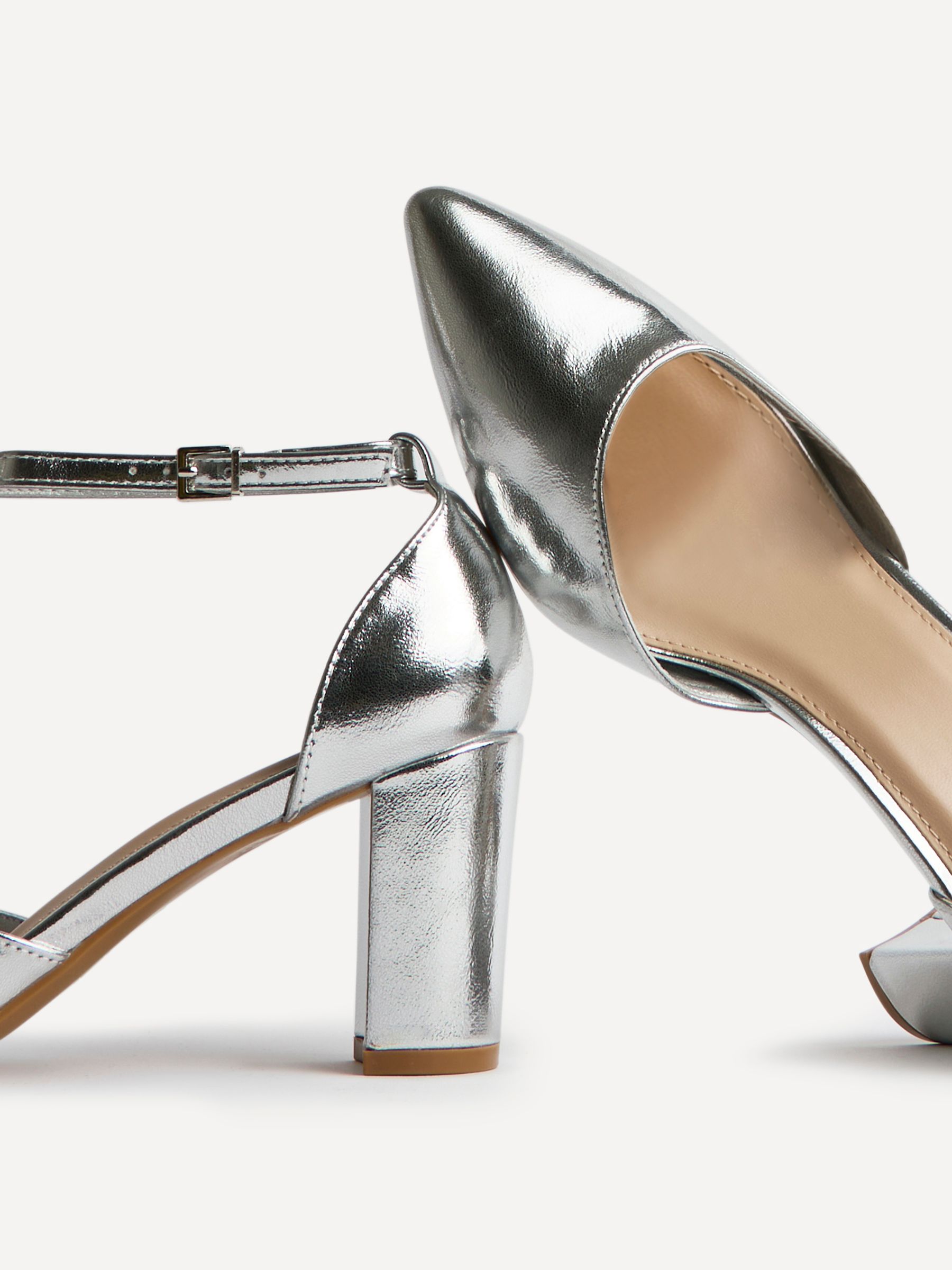 Buy Linzi Silver Leona Closed Back Court Block Heels from the Next UK ...
