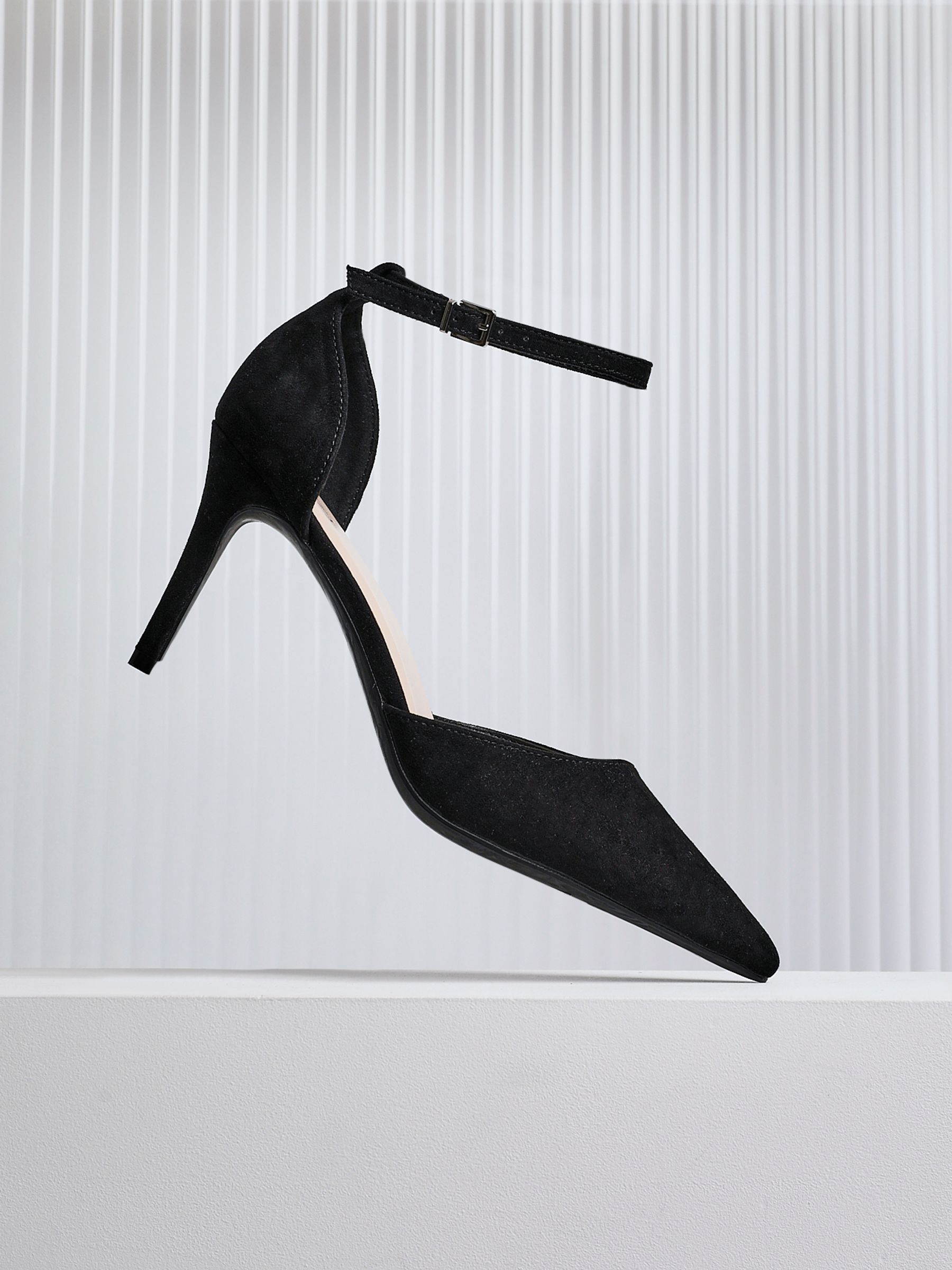 Buy Linzi Black Thea Closed Back Stiletto Court Heels With Ankle Strap ...
