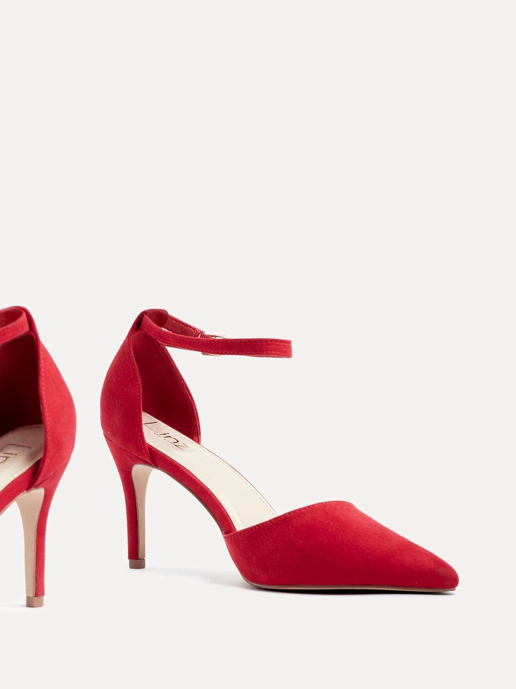 Buy Linzi Red Wide Fit Lavora Wide Fit Stiletto Court Shoes With Ankle ...