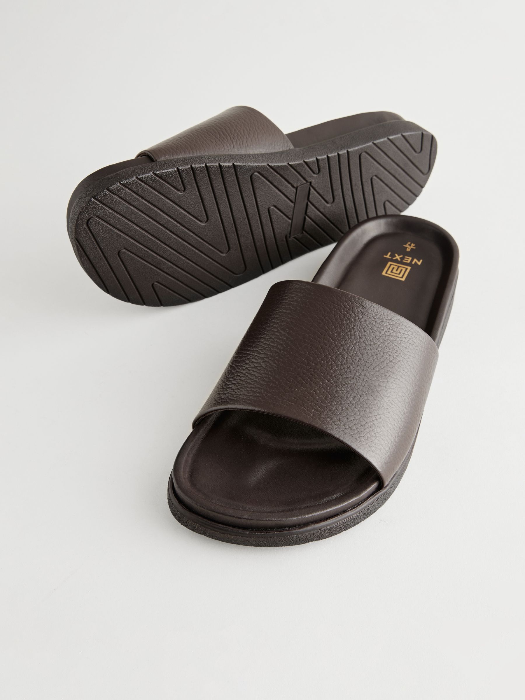 Buy Brown Leather Sliders from the Next UK online shop