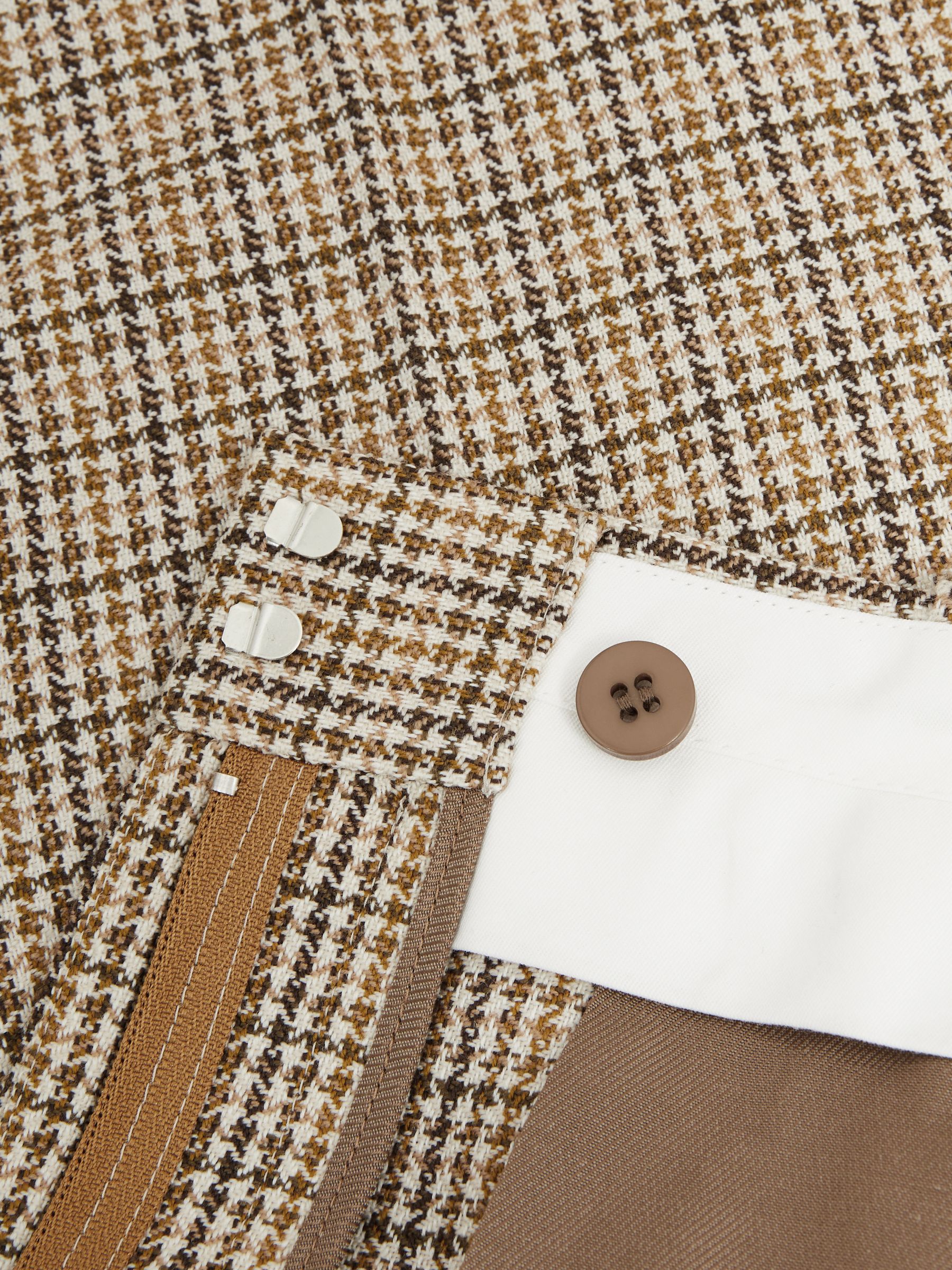 Buy Reiss Brown Check Vida Wool Wide-Leg Houndstooth-Check Trousers ...