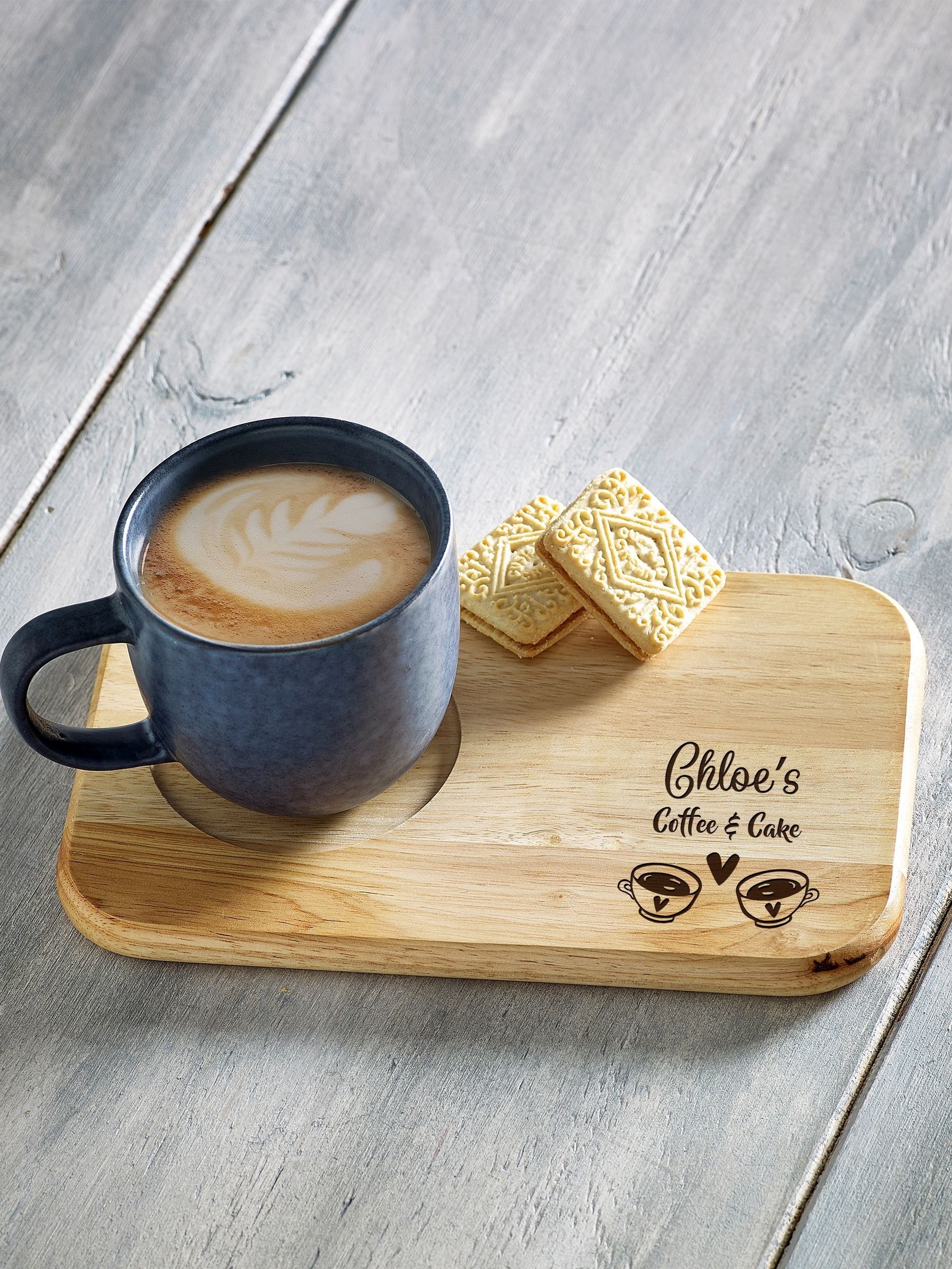 Buy Loveabode Natural Personalised Cups And Heart Serving Board from ...