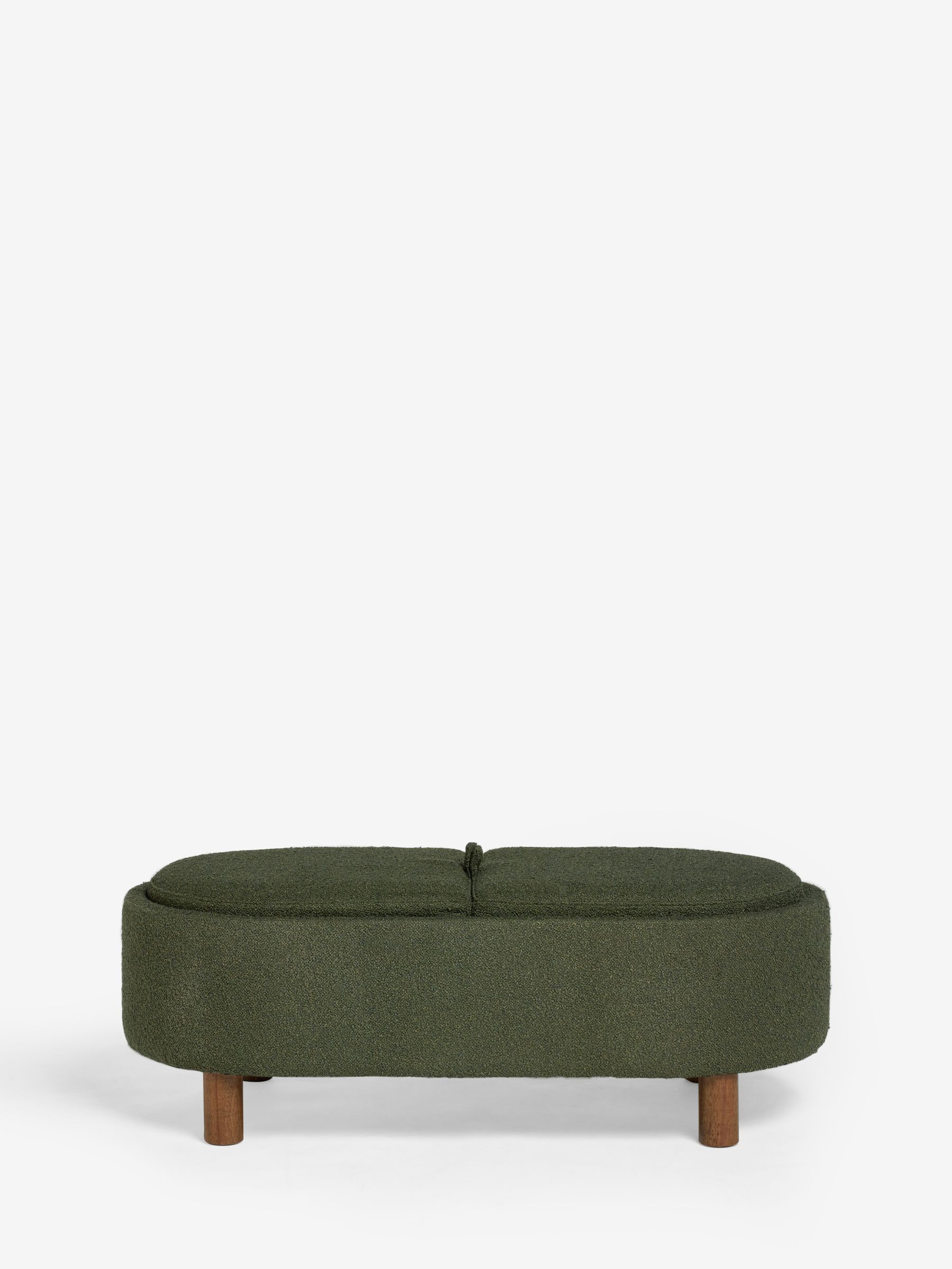 Buy Casual Boucle Olive Green Ashton Upholstered Large Storage Stool ...