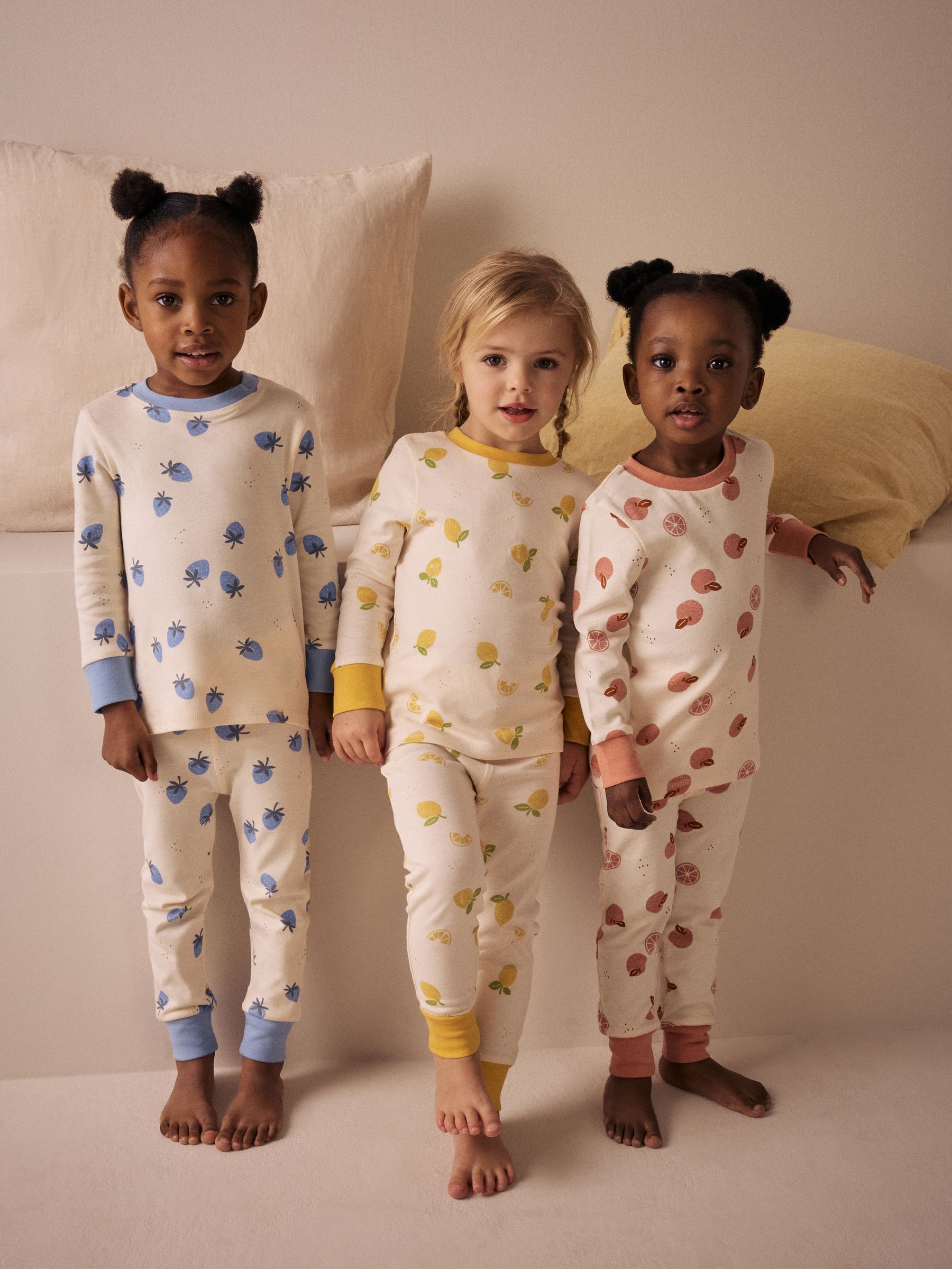 Buy Cream Fruit Print Stampy Snuggle Pyjamas 3 Pack (9mths-12yrs) from ...