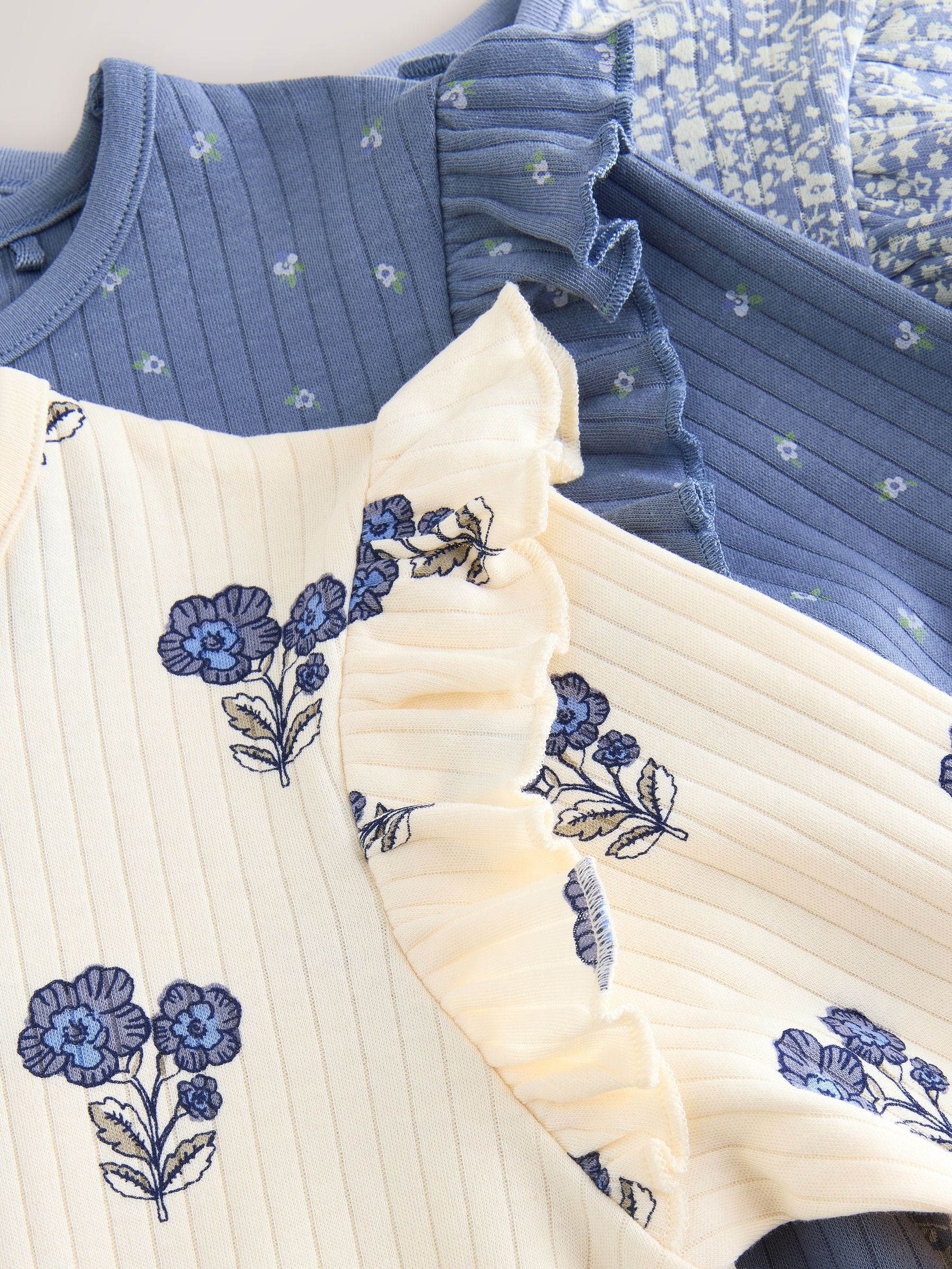 Buy Blue/White Rib Snuggle Pyjamas 3 Pack (9mths-12yrs) from the Next ...