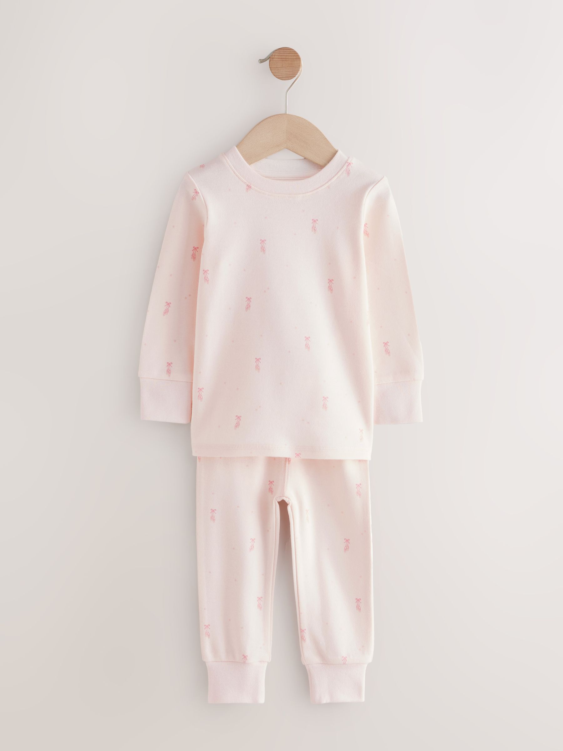 Buy Pink/Cream Ballerina Long Sleeve Snuggle Pyjamas 3 Pack (9mths ...