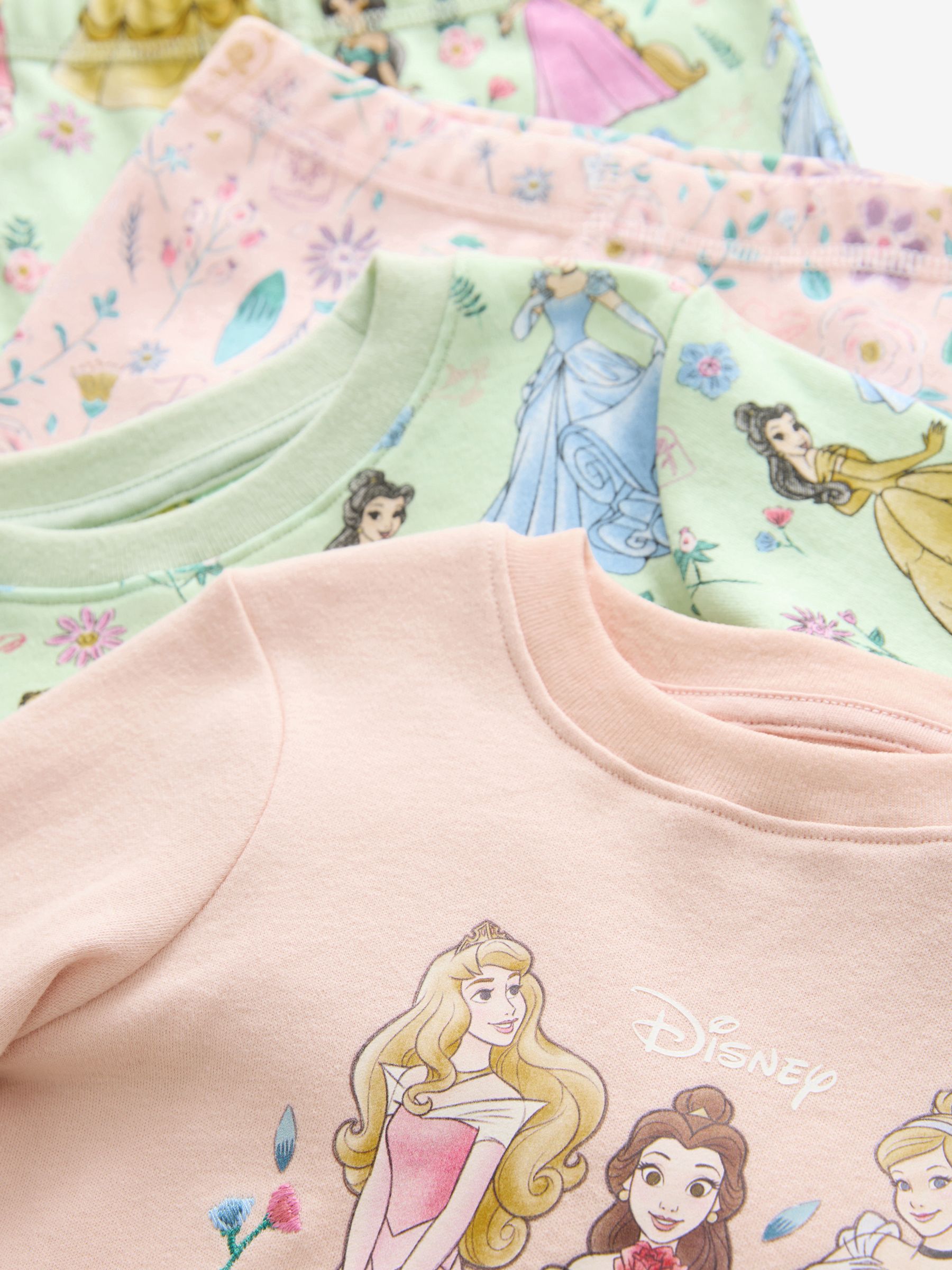 Buy Pink 100% Cotton Disney Princess Long Sleeve Snuggle Pyjamas 2 Pack ...