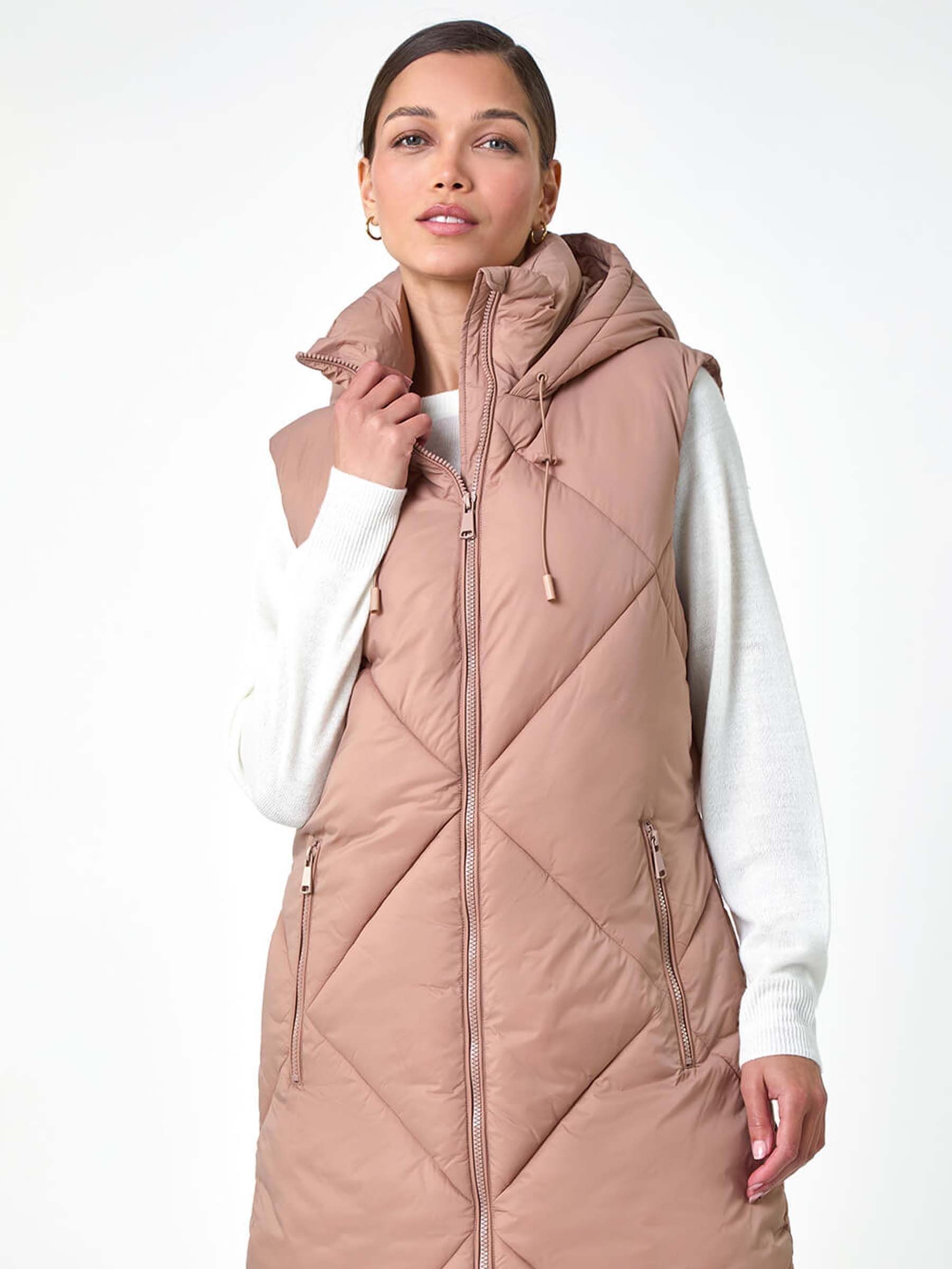 Buy Roman Natural Padded Longline Hooded Gilet from the Next UK online shop