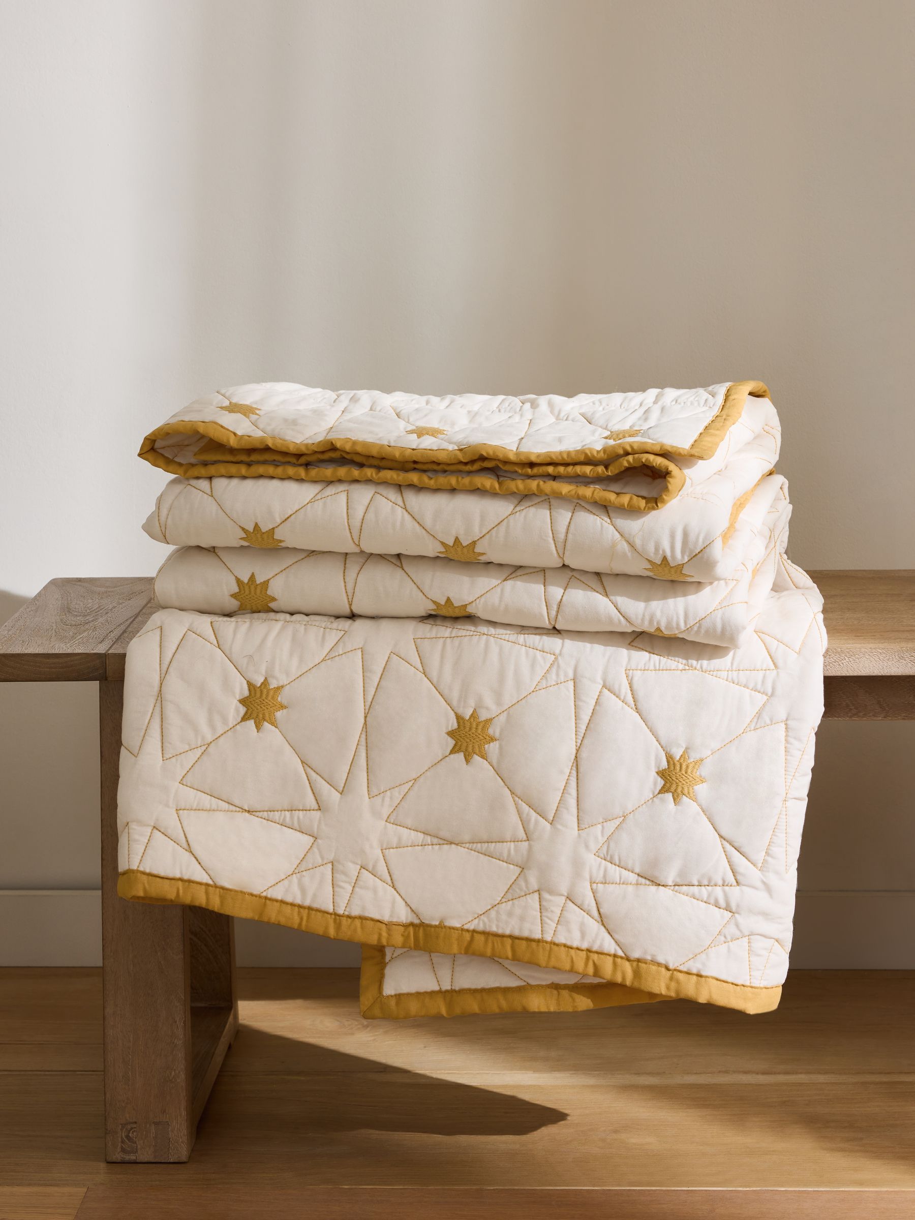 Buy Natural Embrodiered Star Bedspread from the Next UK online shop