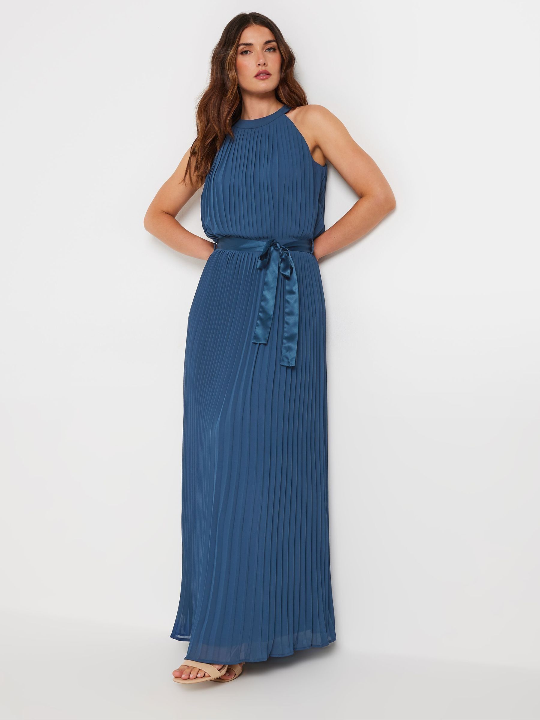Buy Long Tall Sally Blue Halterneck Pleated Maxi Dress from the Next UK ...