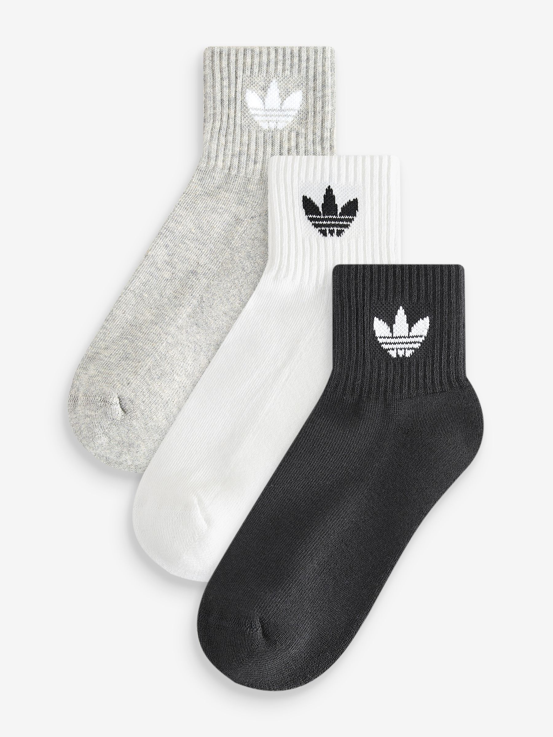 Buy adidas Originals White/Black Mid Ankle Socks 3 Pack from the Next ...