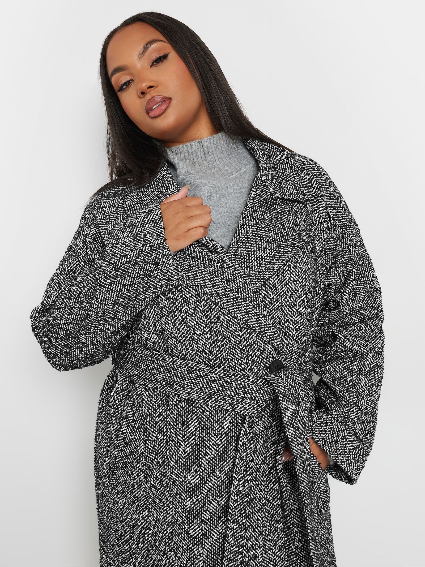 Buy Yours Curve Grey Unlined Maxi Wool Coat from the Next UK online shop