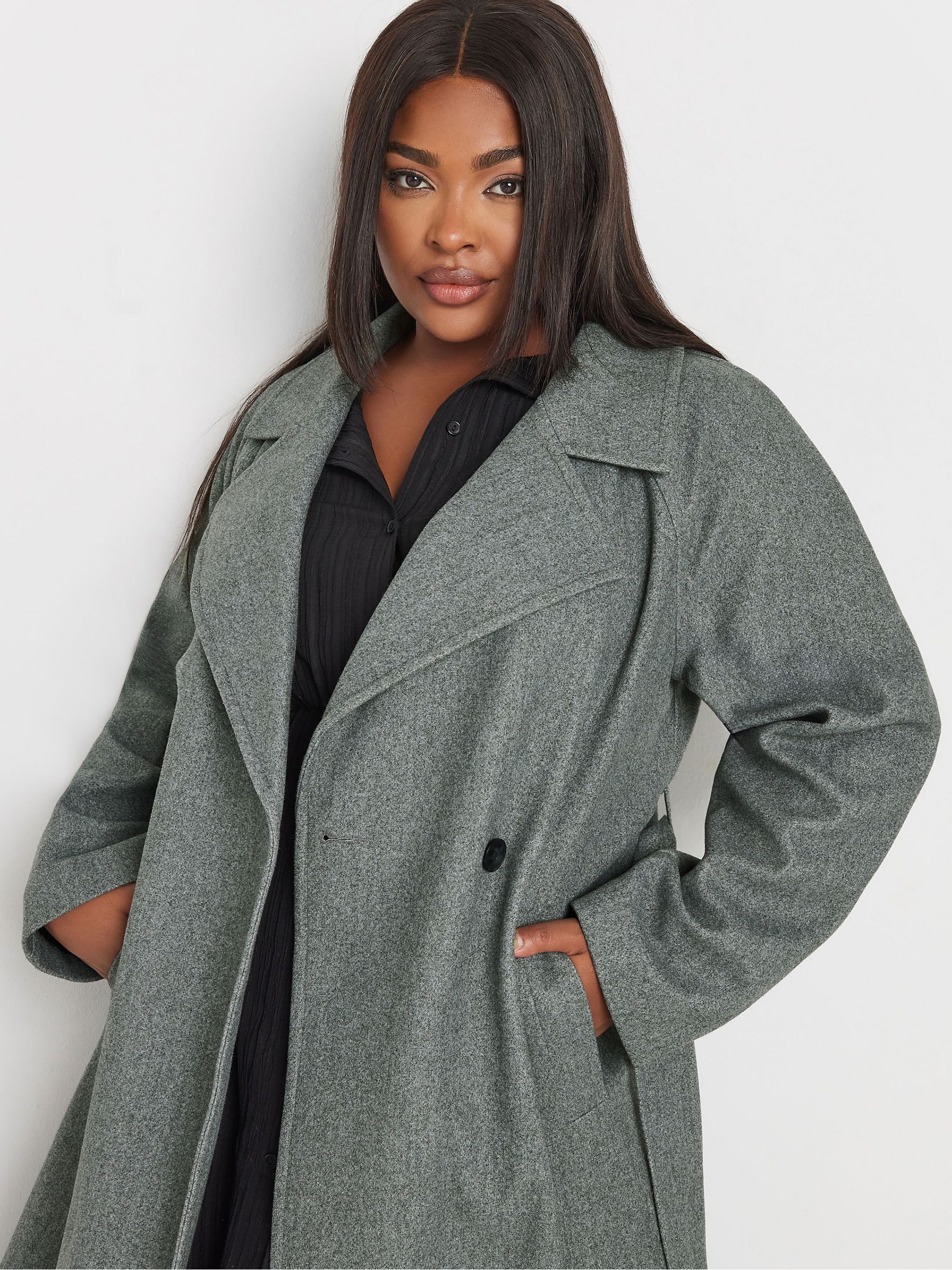 Buy Yours Curve Grey Unlined Maxi Wool Coat from the Next UK online shop