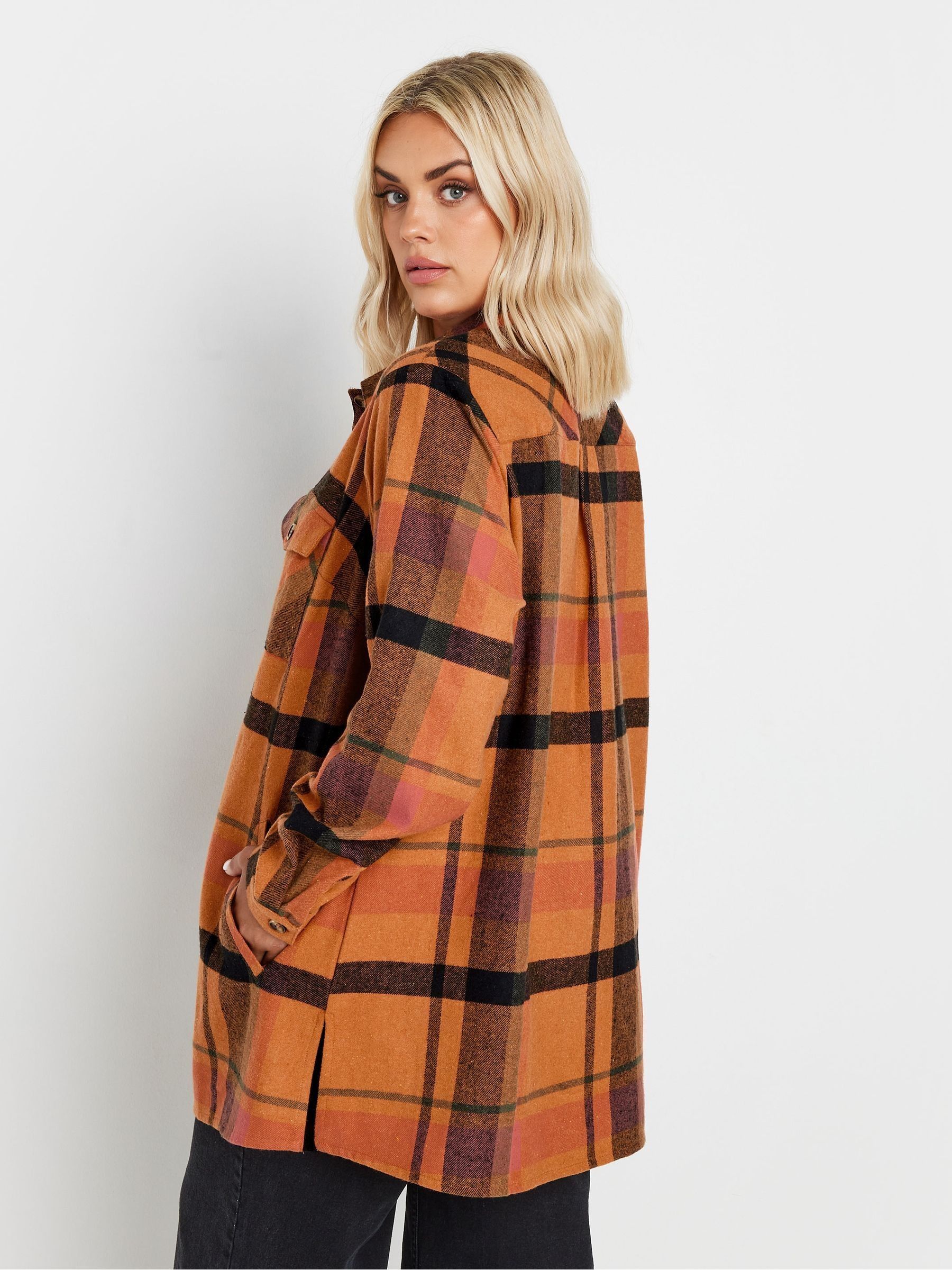 Buy Yours Curve Orange Checked 100% Cotton Shacket from the Next UK ...