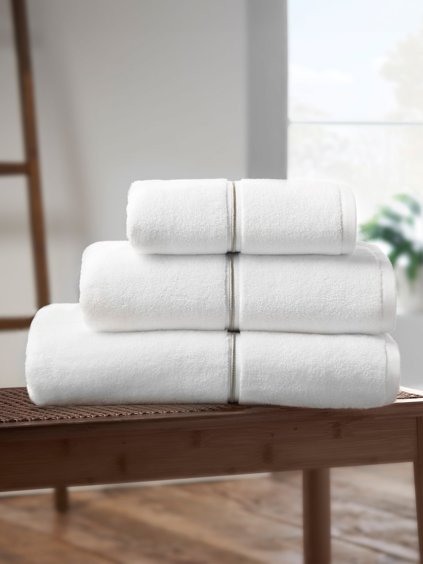 Buy Bianca White Zero Twist Satin Stitch Cotton Towel from the Next UK ...