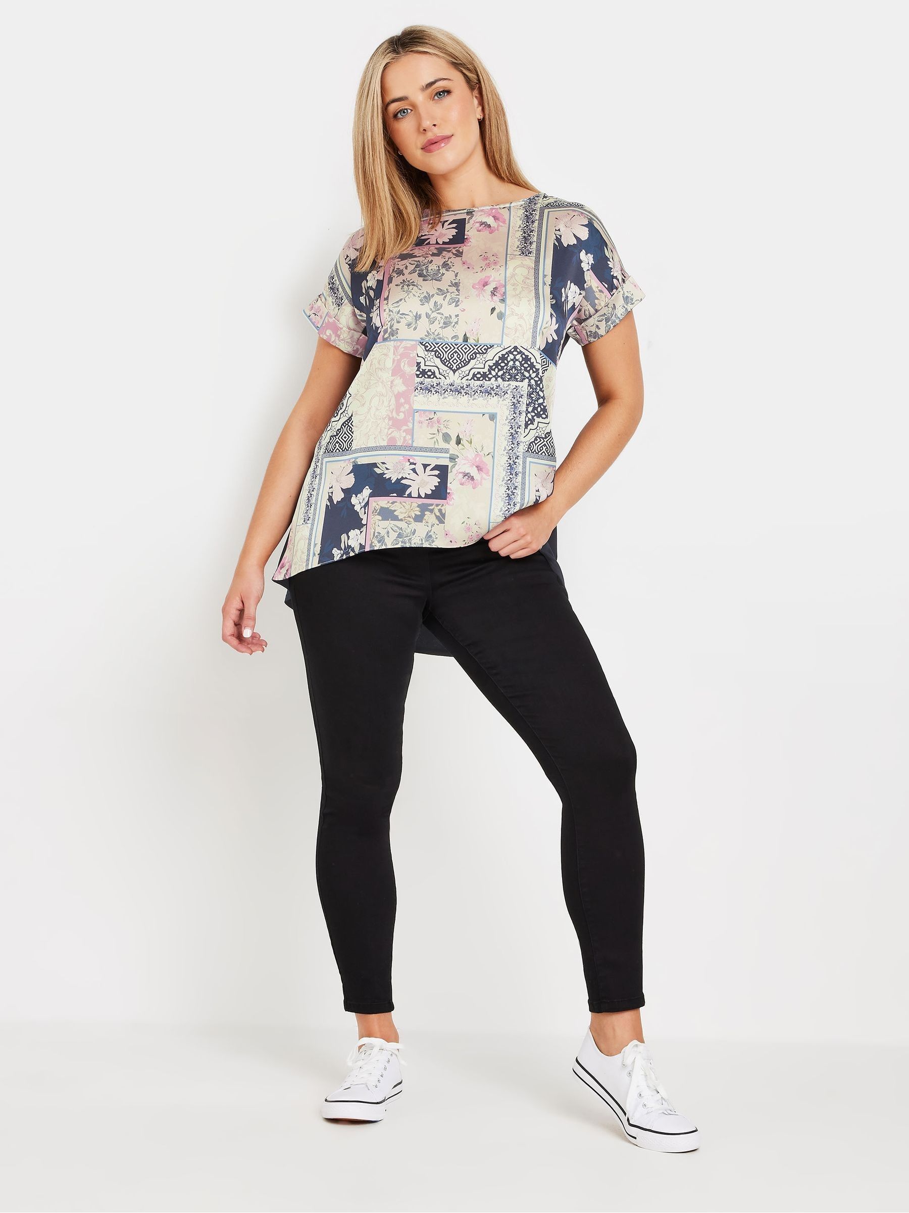 Buy M&Co Blue Scarf Printed Woven Front Top from the Next UK online shop