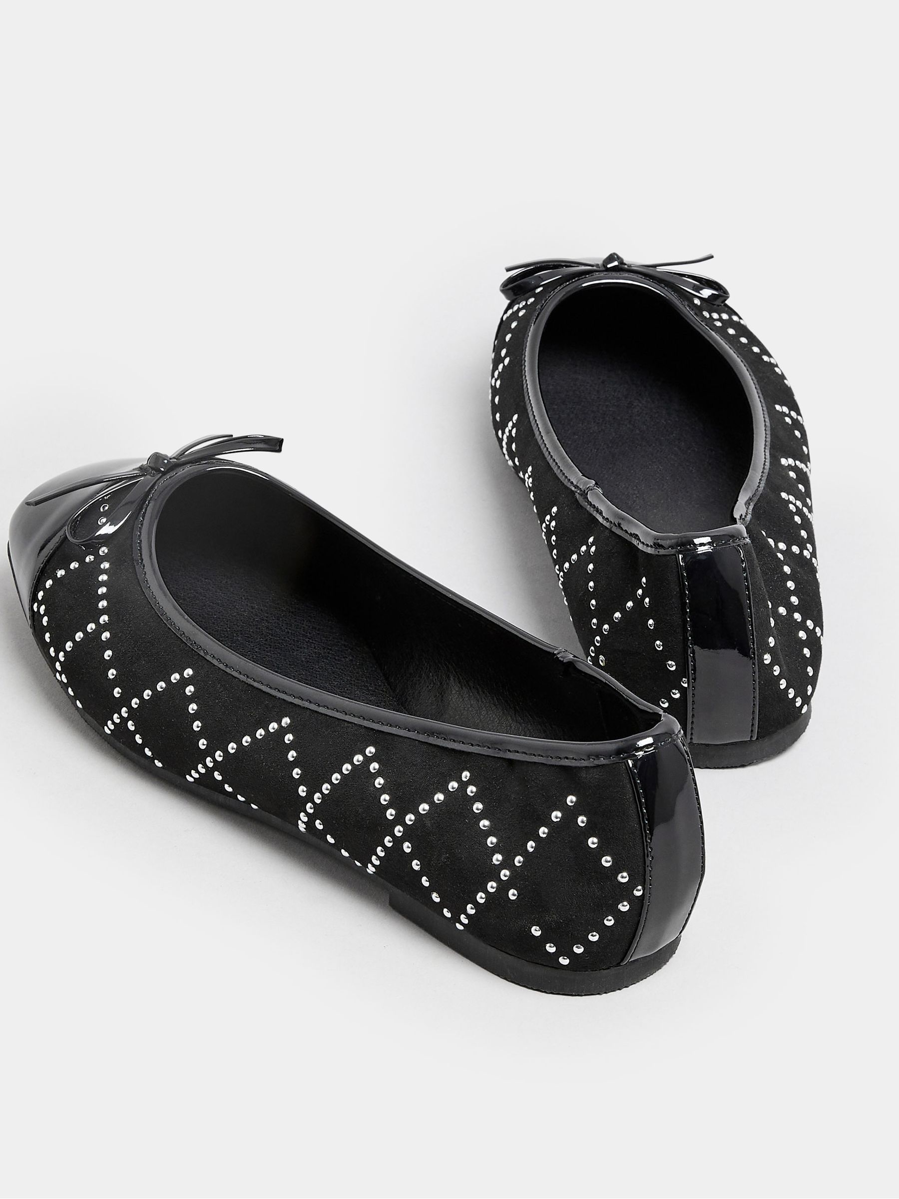 Buy Yours Curve Black Extra Wide Fit Diamante Ballet Pumps from the ...