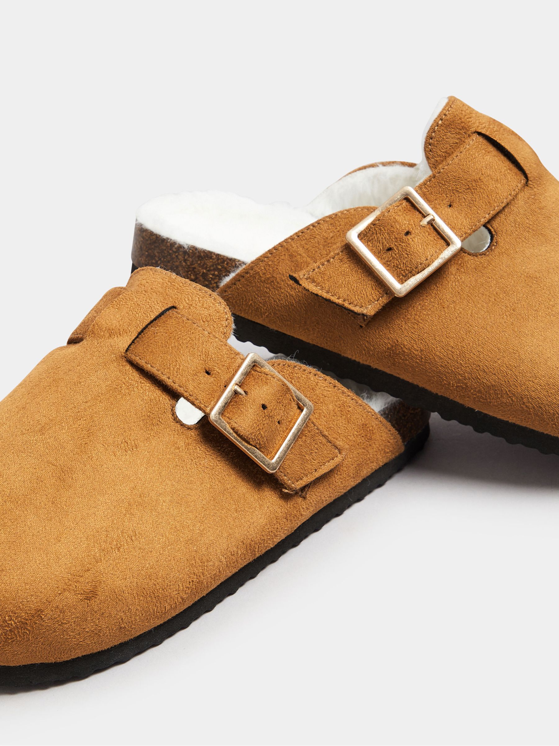 Buy Yours Curve Natural Extra Wide Fit Faux Fur Lined Clogs from the ...