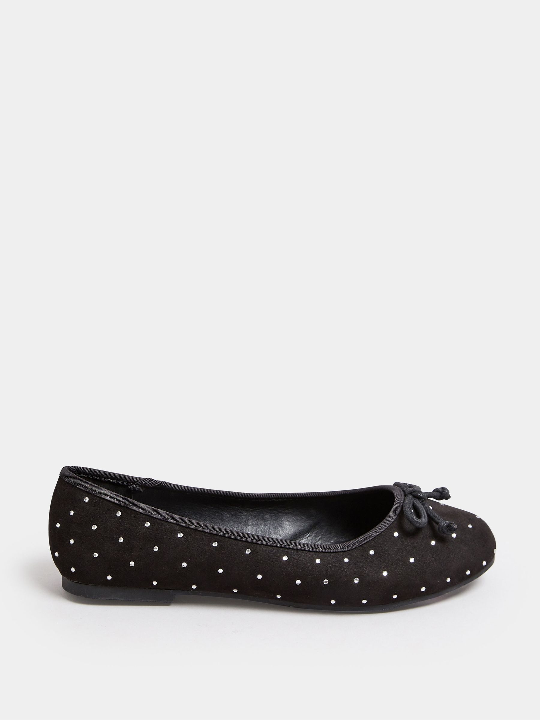 Buy Yours Curve Black Extra Wide Fit Diamante Ballet Pumps from the ...