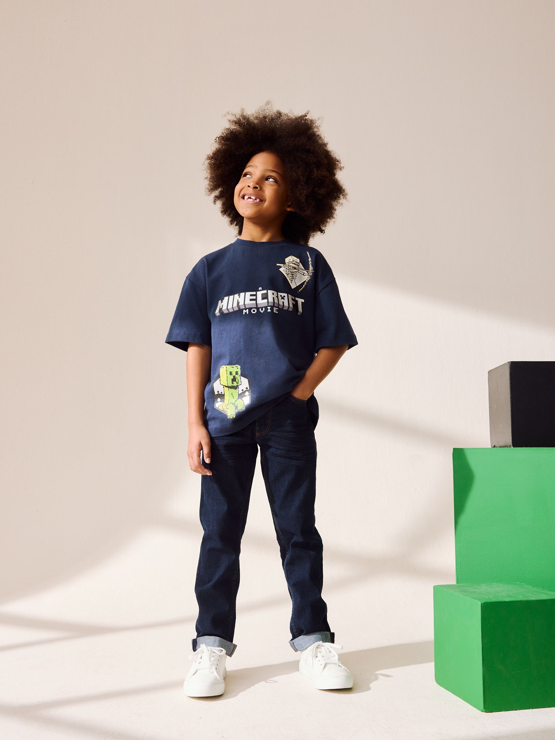 Buy Navy Blue Licensed Minecraft T-Shirt (3-16yrs) from the Next UK ...