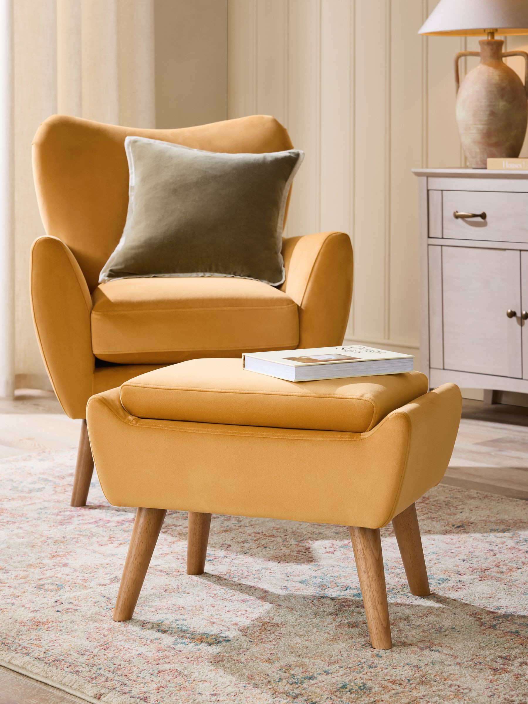 Buy Soft Velvet Ochre Yellow Wilson Storage Footstool from the Next UK ...
