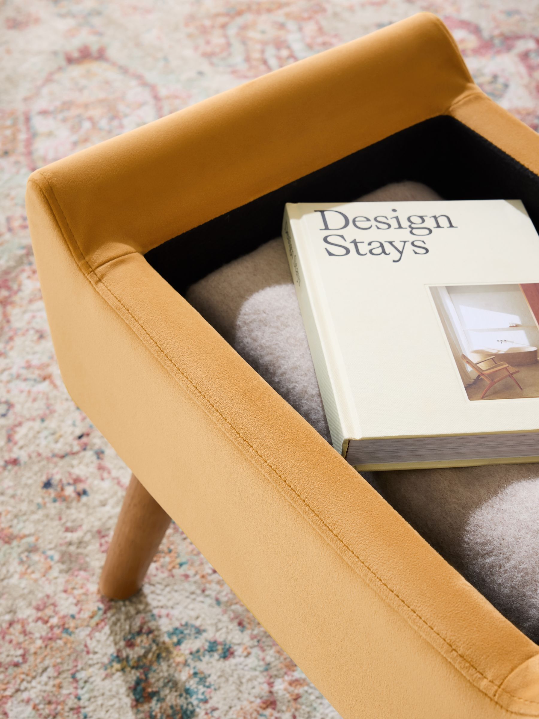 Buy Soft Velvet Ochre Yellow Wilson Storage Footstool from Next Ireland