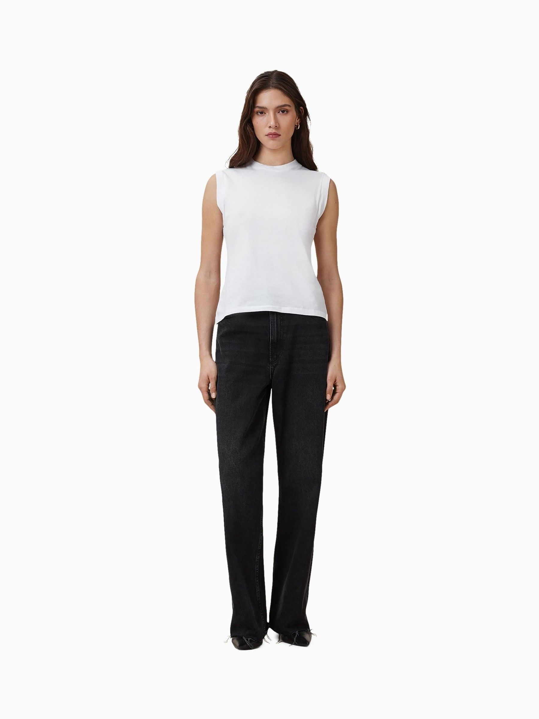 Buy AllSaints White Imogen White Crew Neck Cotton Tank from the Next UK ...
