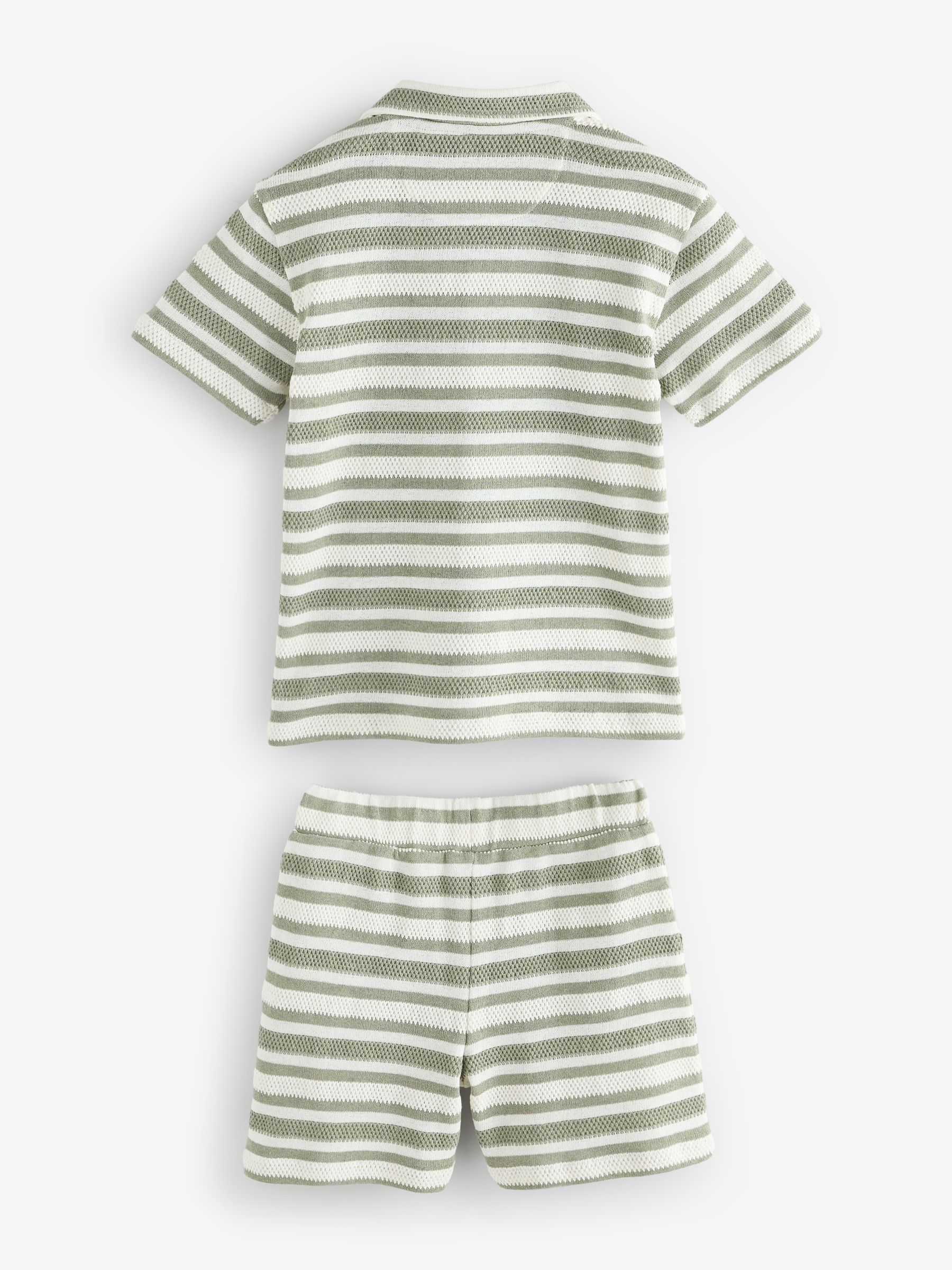Buy Baker by Ted Baker Green Stripe Textured Shirt And Shorts Set from ...