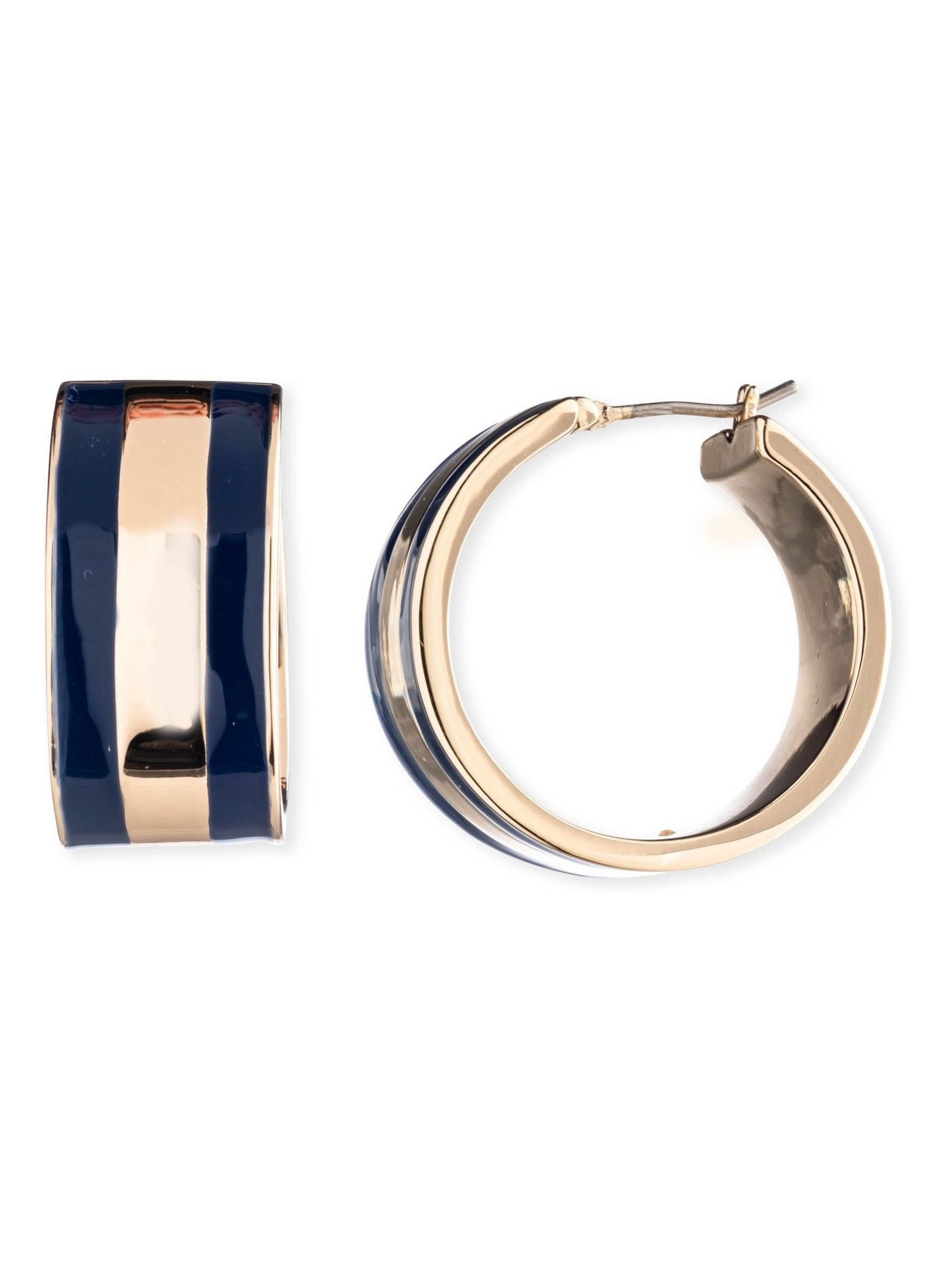 Buy Lauren Ralph Lauren Gold Tone Navy 25mm Wide Hoop Earrings from the Next UK online shop