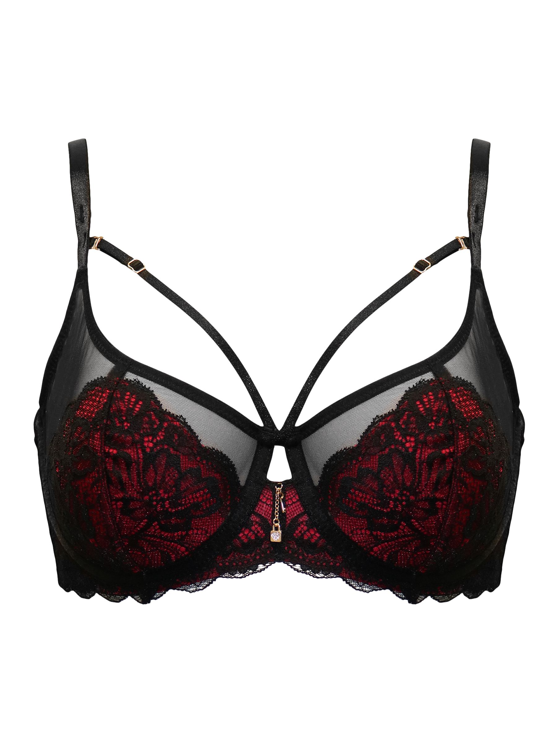 Buy Pour Moi Black/Red Non Padded Desire Lightly Underwired Bra from ...