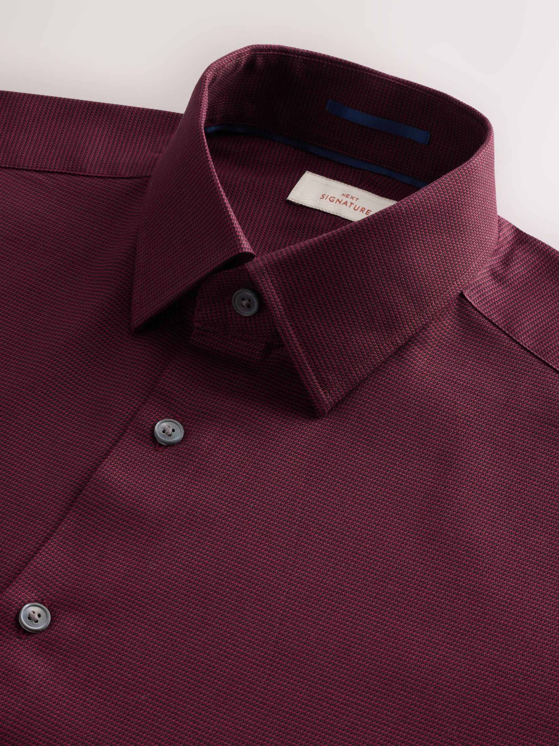 Buy Burgundy Red Slim Fit Signature 100% Cotton with Textured Smart ...